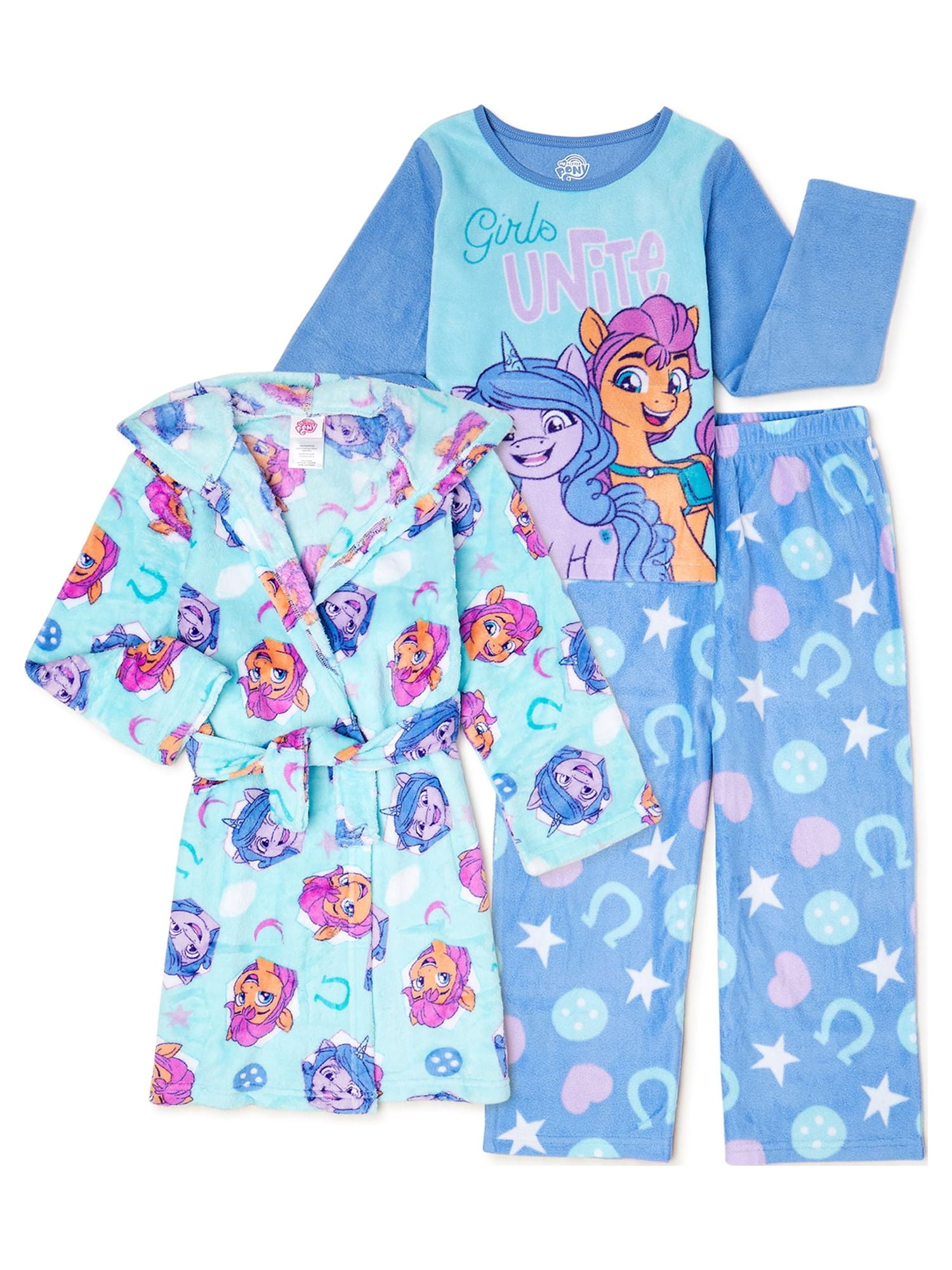 My Little Pony Girls Robe, Top and Pants, 3-Piece Pajama Set - Walmart.com