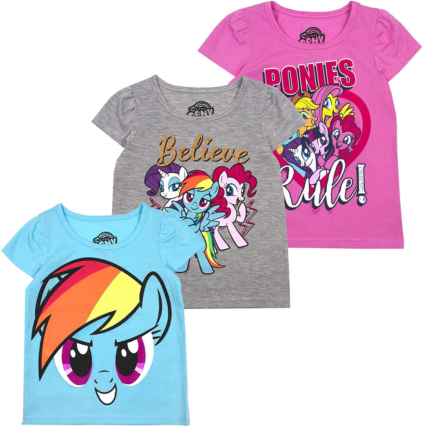 My Little Pony Hasbro Twilight Girls' Short Sleeve T-Shirt Pack of 3 ...