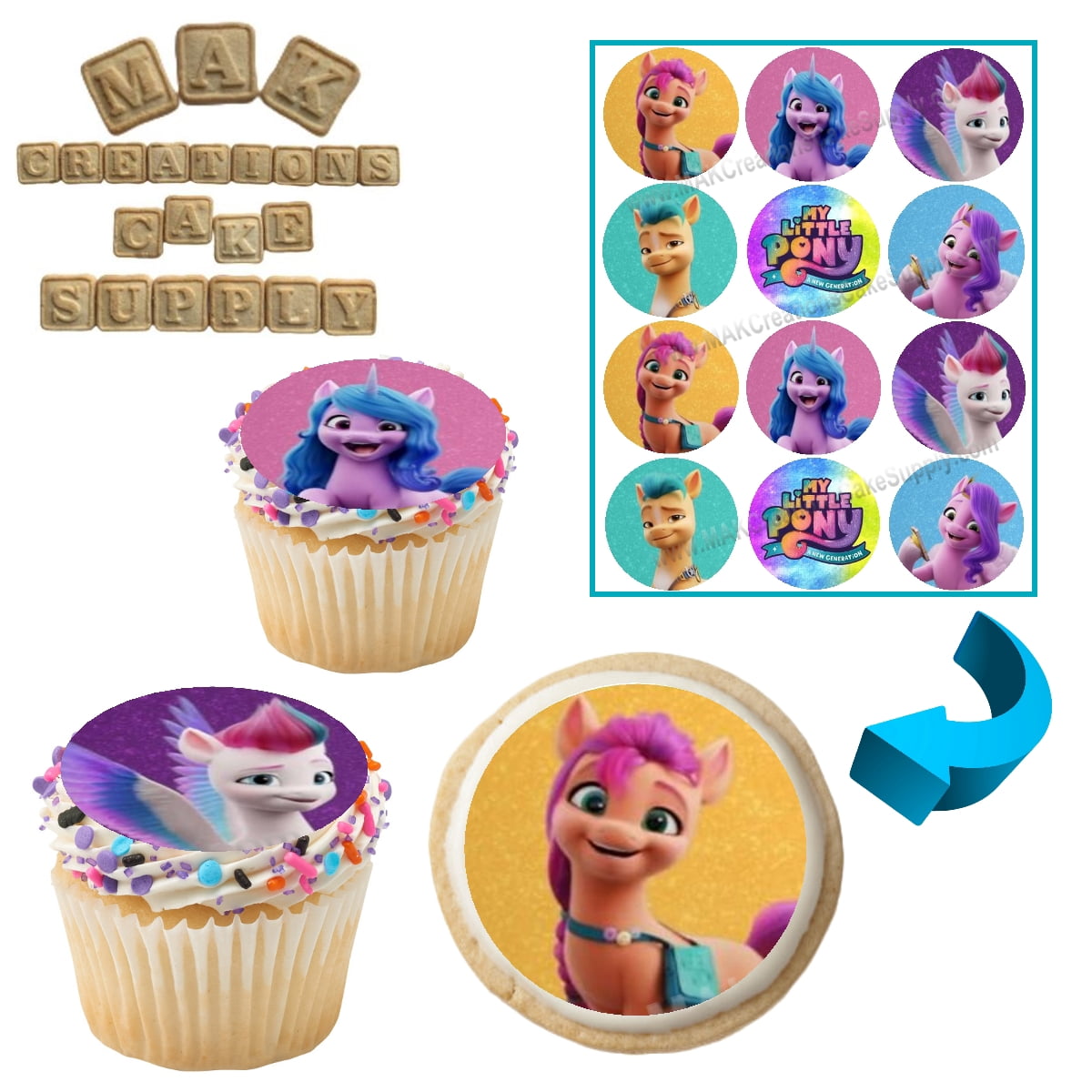 My Little Pony New Generation 2.5" Round Edible Cupcake Toppers. 12 Per ...