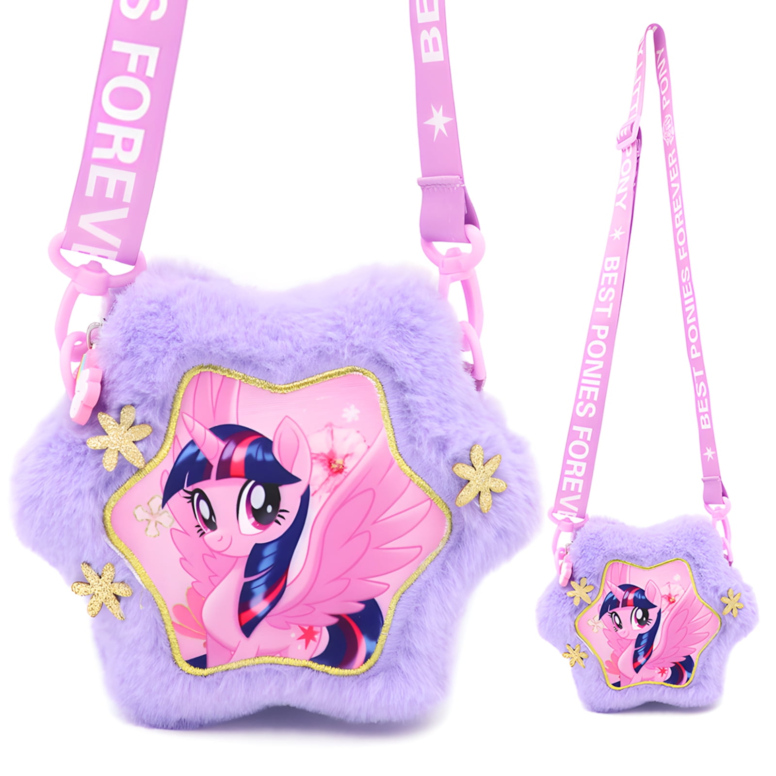 My Little Pony Plush Bag Handbag Crossbody Bag with Zipper & Adjustable ...