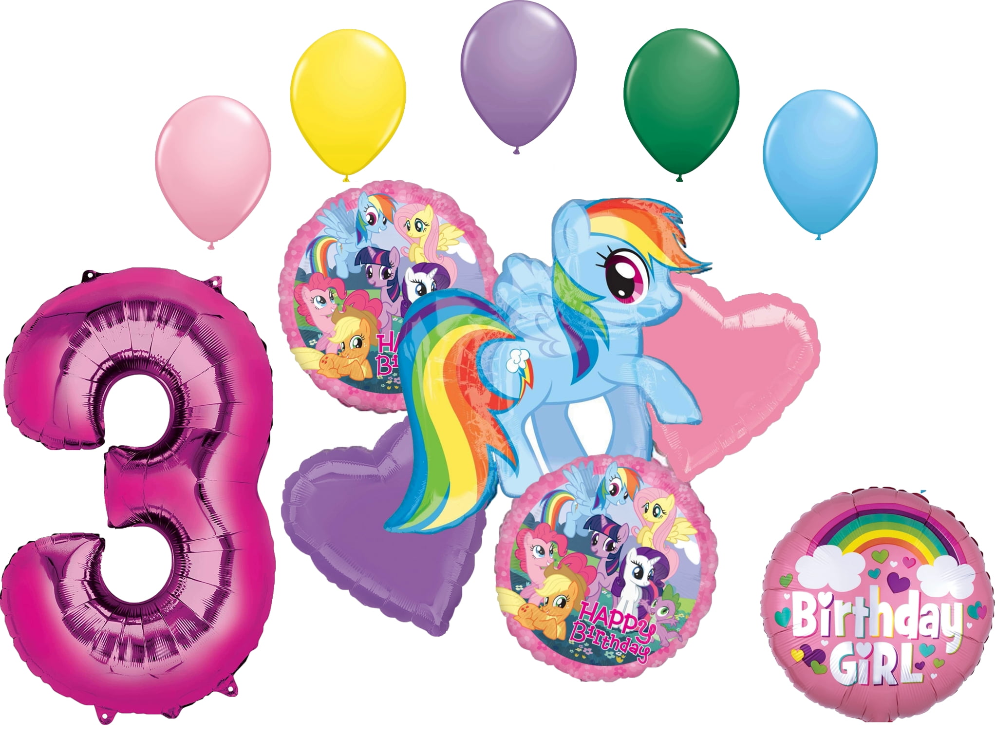My Little Pony Rainbow Dash 3rd Birthday Party Supplies 12 Piece Mylar ...