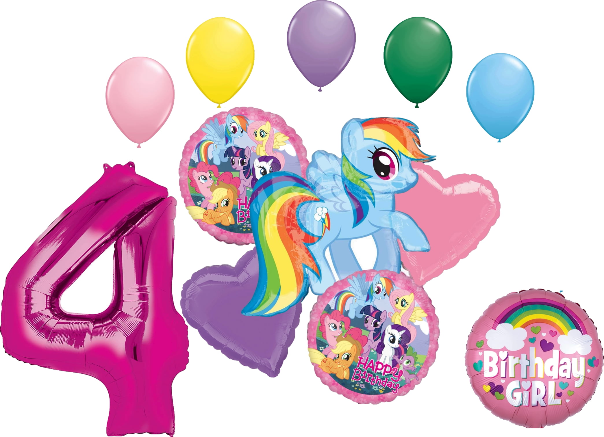 My Little Pony Rainbow Dash 4th Birthday Party Supplies 12 Piece Mylar ...