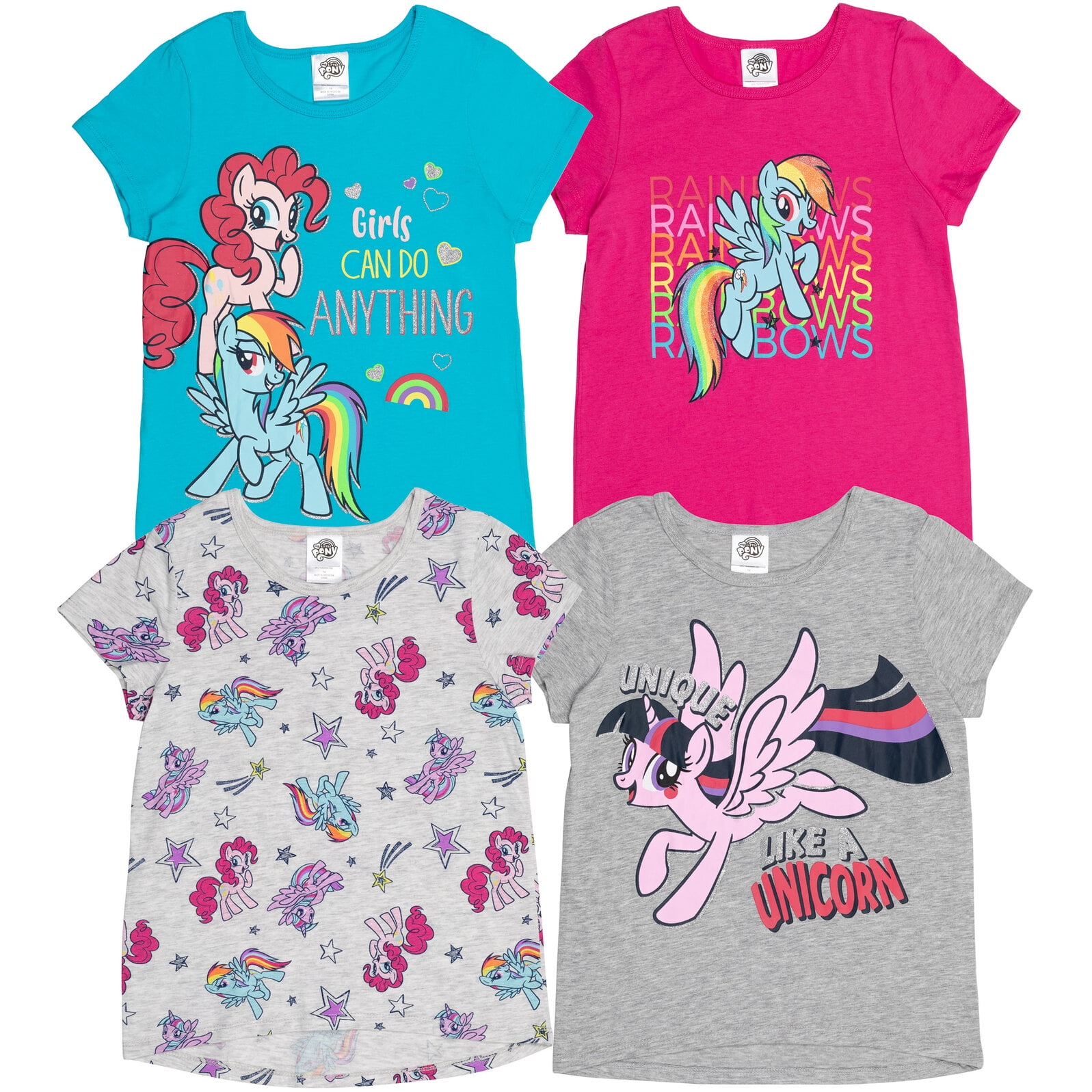 My Little Pony Girls' Clothing Outfits: 4 Pack Rainbow Dash T-Shirts ...