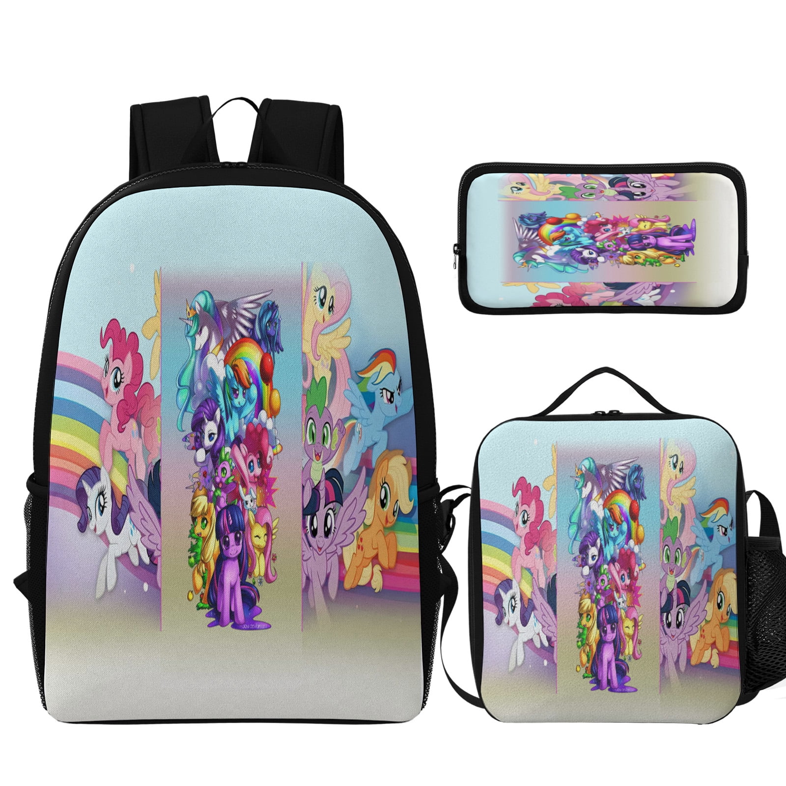 My Little Pony Three piece backpack set for young lunch bag pencil case ...
