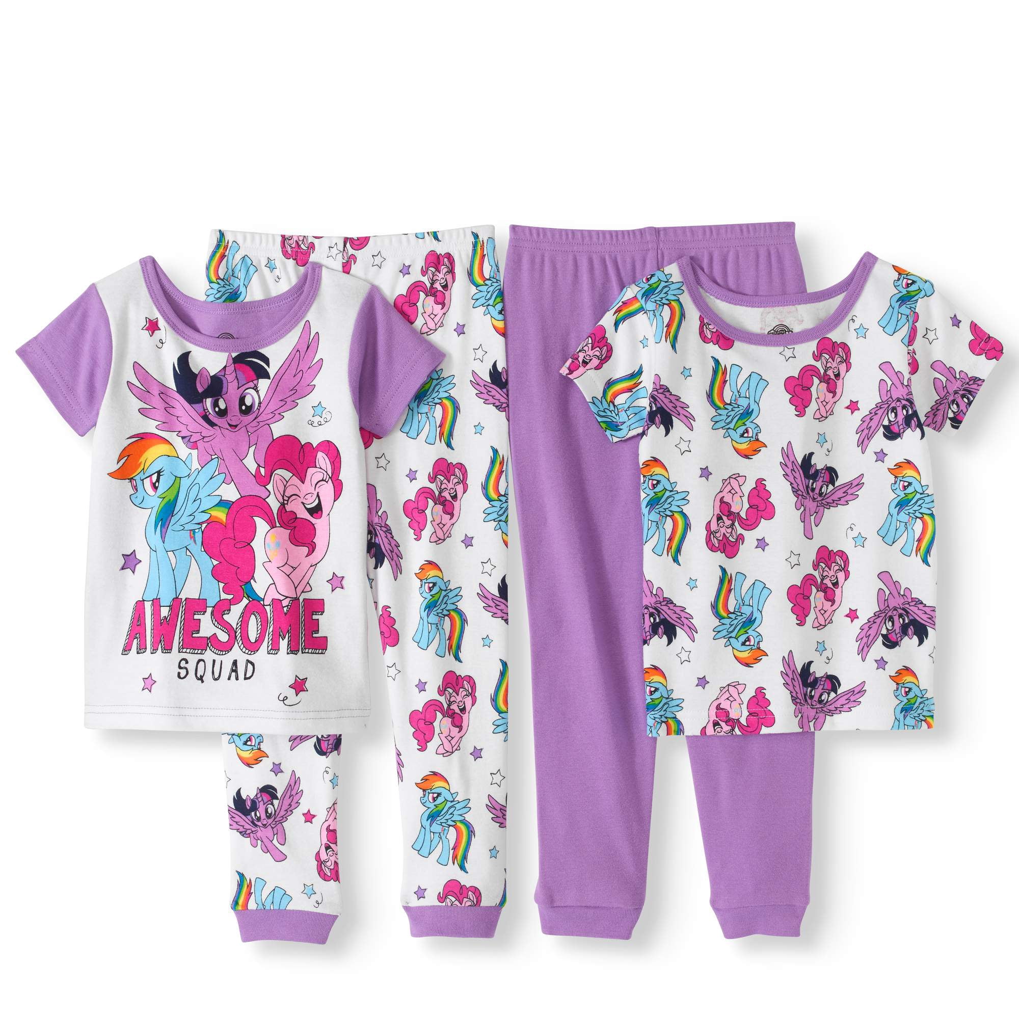 My Little Pony Toddler girls' cotton tight fit pajamas, 4-piece set ...