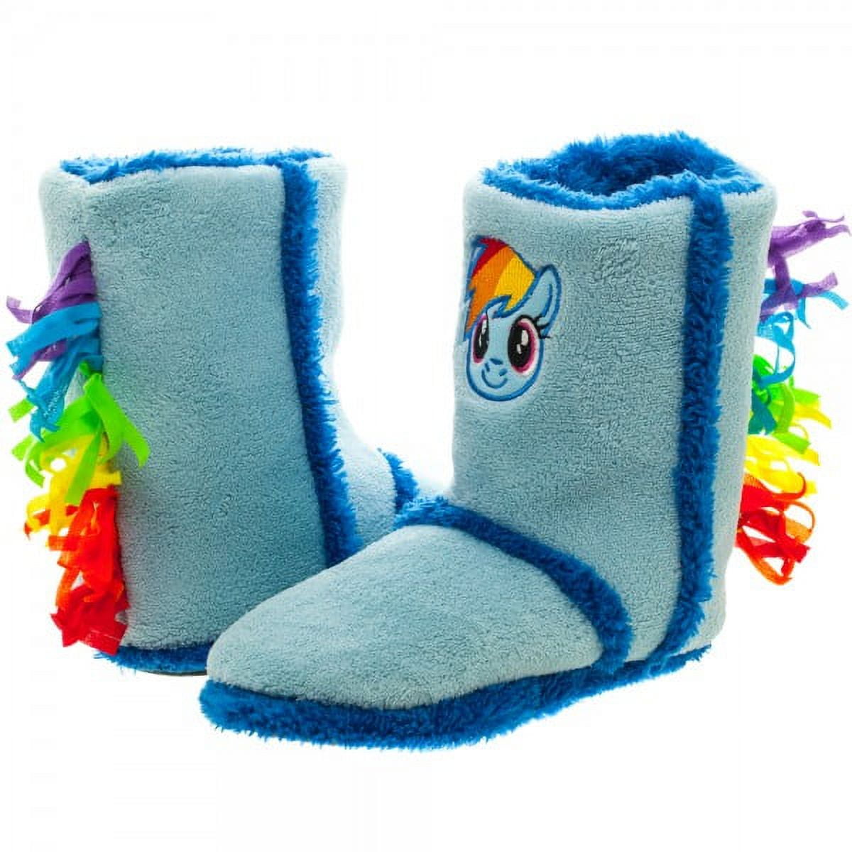 My Little Pony Womens Plush Blue Rainbow Dash Bootie Slippers Boots ...