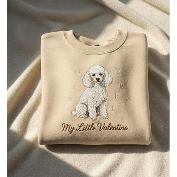 My Little Valentine Poodle Embroidered Sweatshirt, Cute Dog Valentine ...