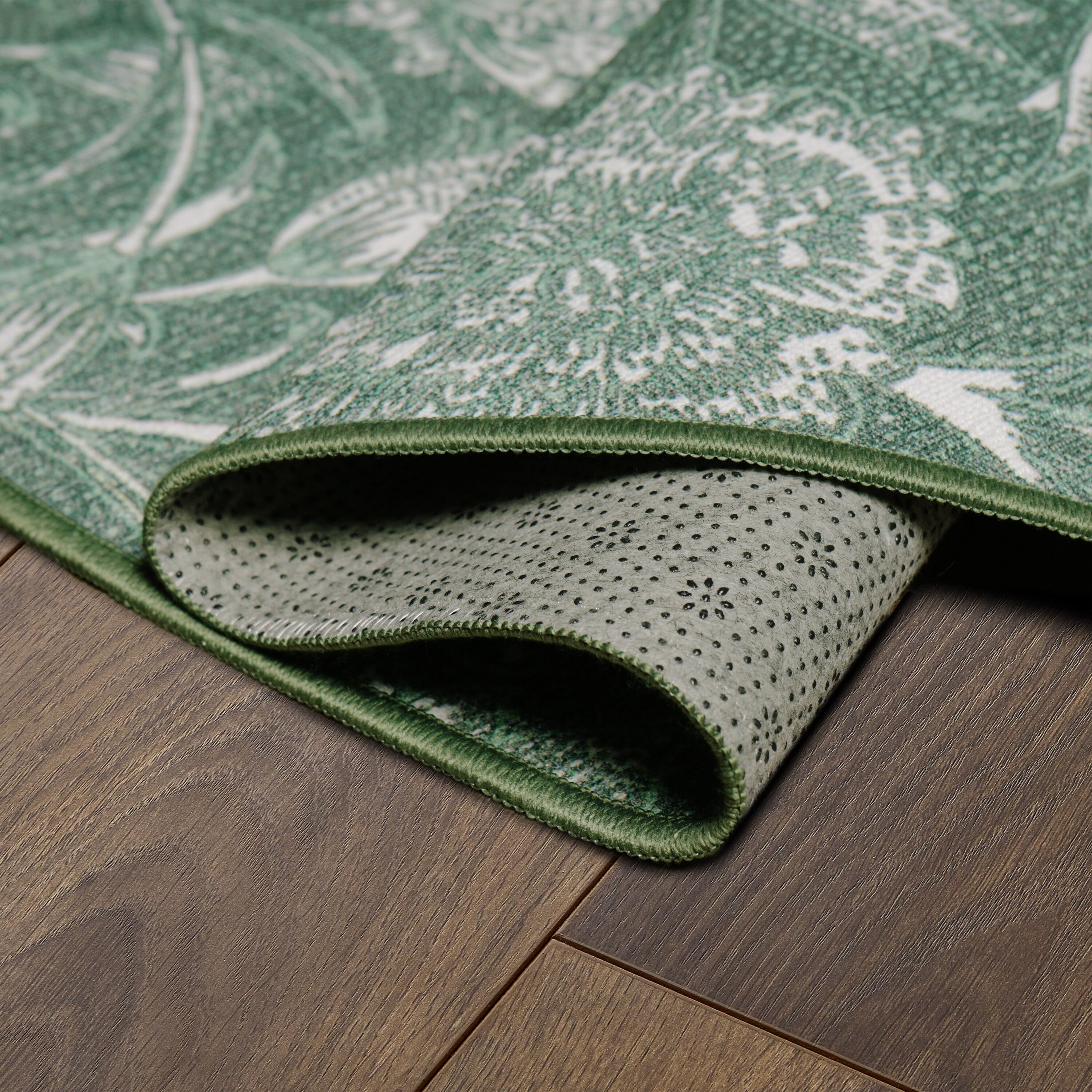 My Magic Carpet Kalini Floral Green Machine Washable Rug 6' x 6 ...