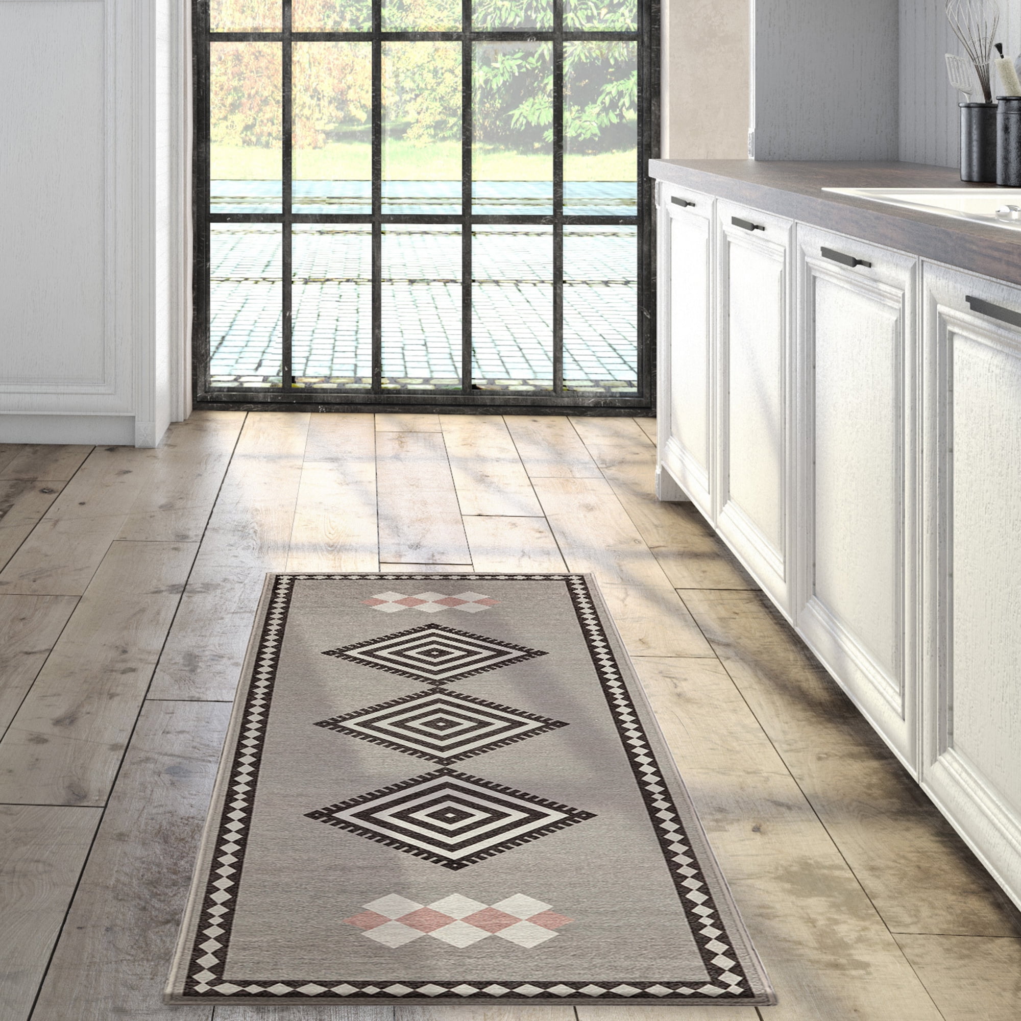 My Magic Carpet Machine Washable Kilim Kiki Mushroom 2.5x7 Runner Rug ...