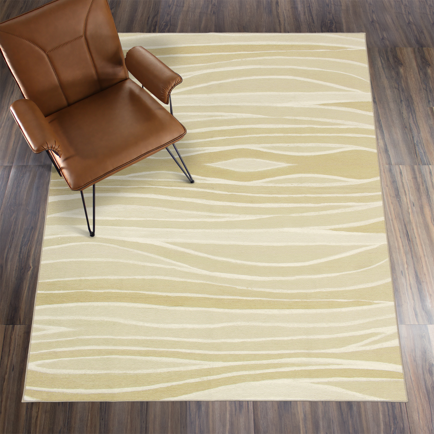 My Magic Carpet Machine Washable Area Rug Waves Natural 5X7 - Walmart.com