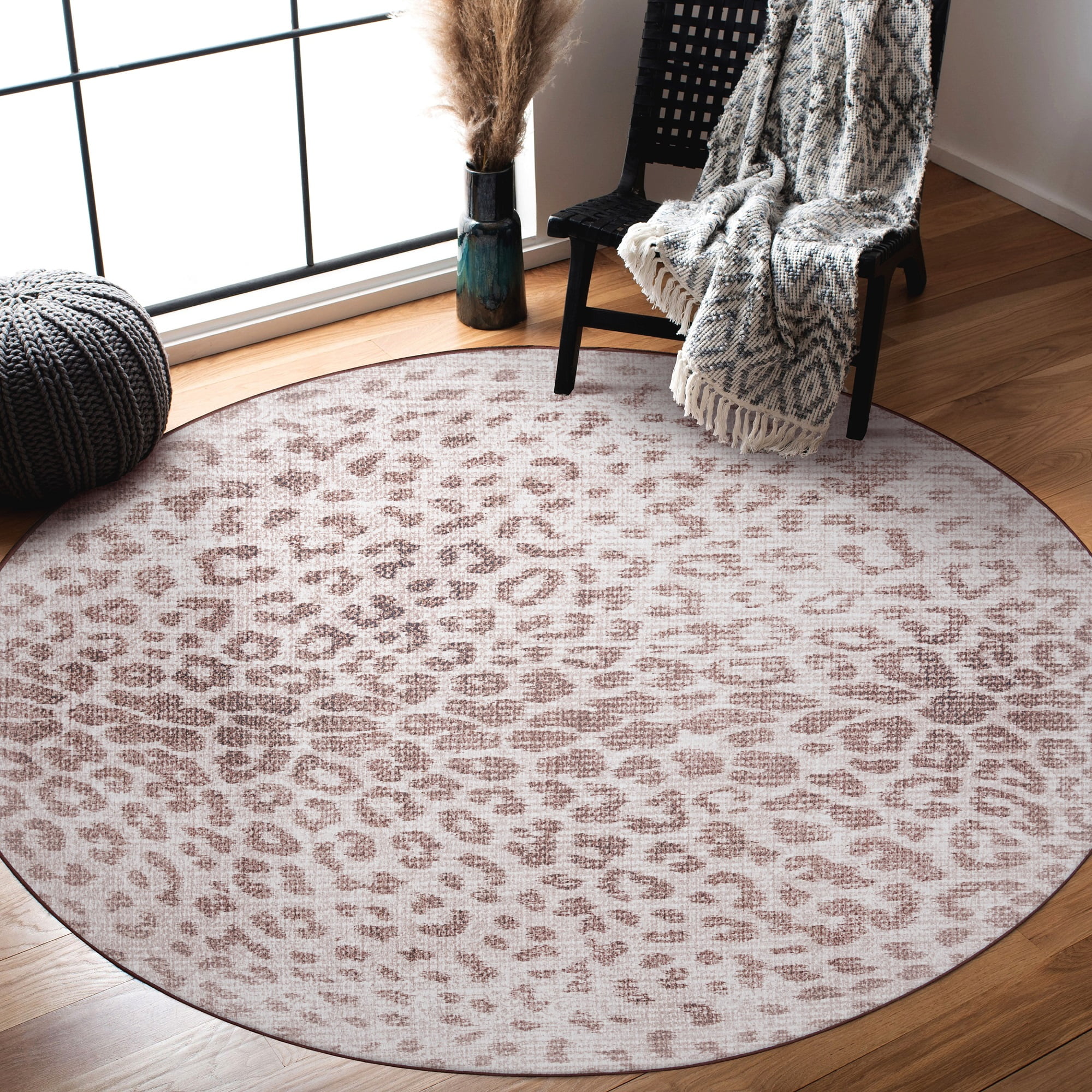 Free Shipping! My Magic Carpet Machine Washable 6' Round Leopard Rug ...