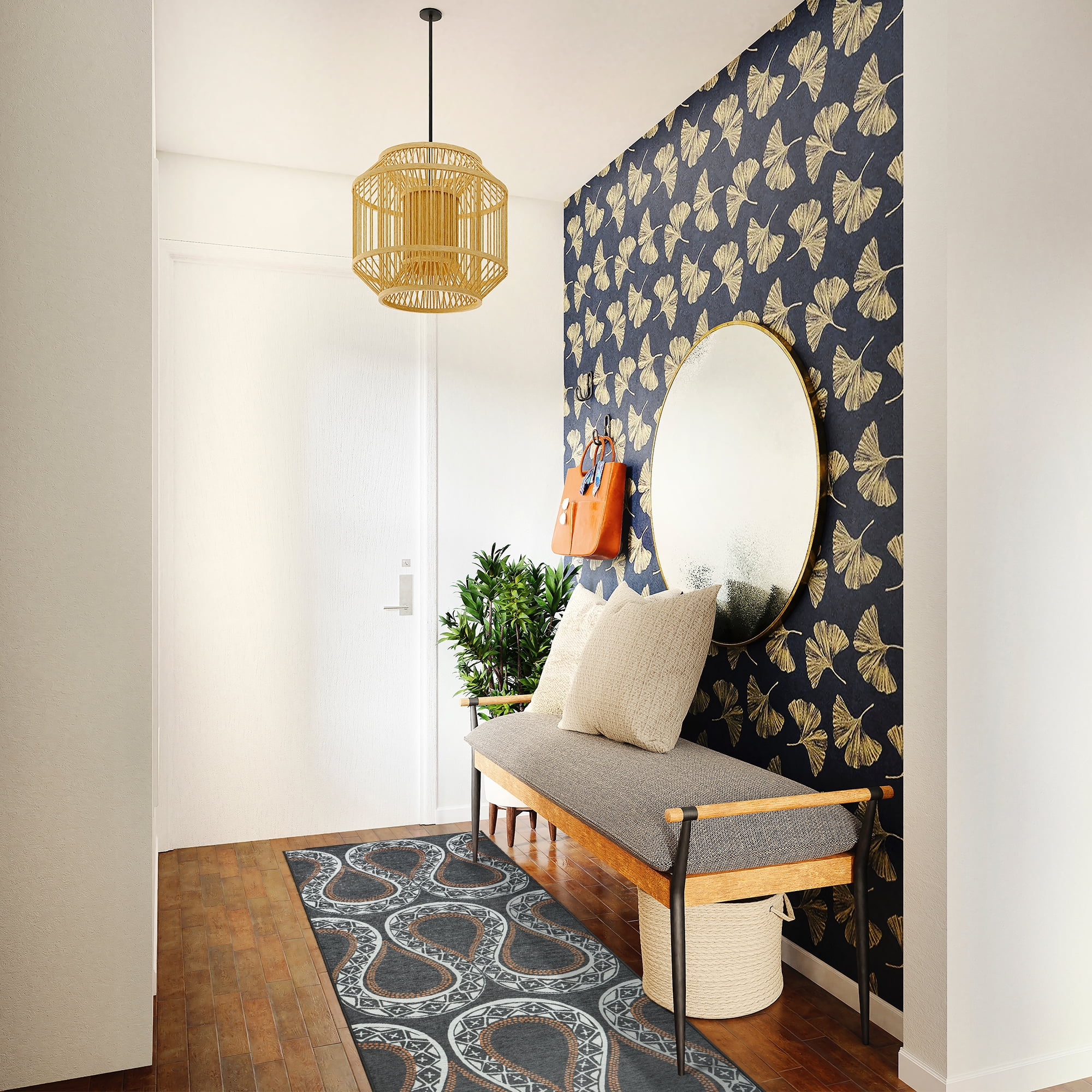 My Magic Carpet Machine Washable Serpentine Slate Grey 2.5x7 Runner Rug ...