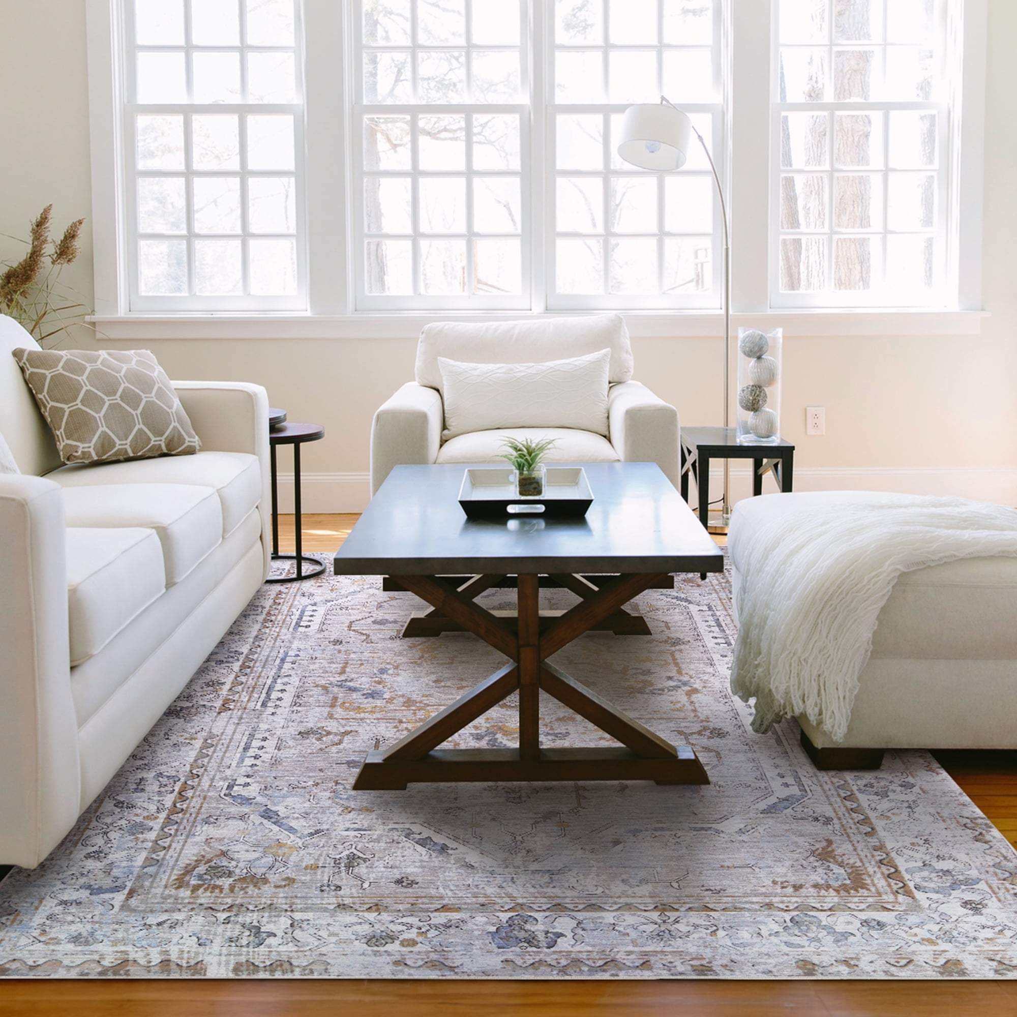 My Magic Carpet Machine Washable Sofia Neutral 6x9 Area Rug - Non-Slip ...