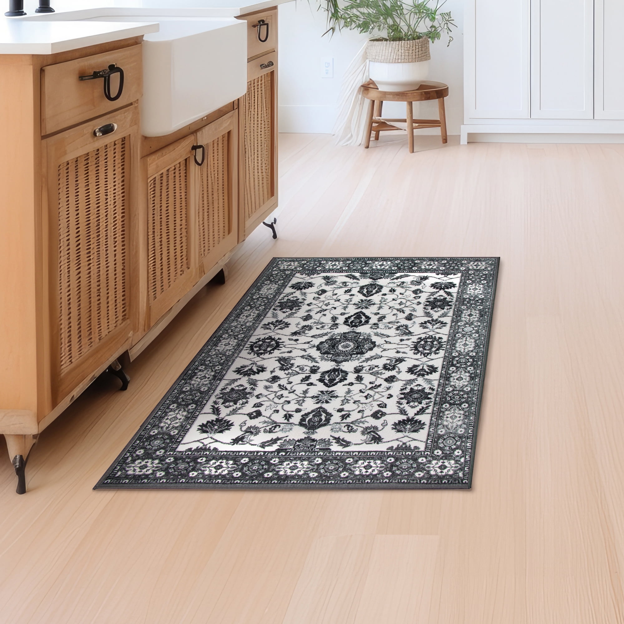 My Magic Carpet Machine Washable Ramage Grey 3x5 Area Rug - Non-Slip ...