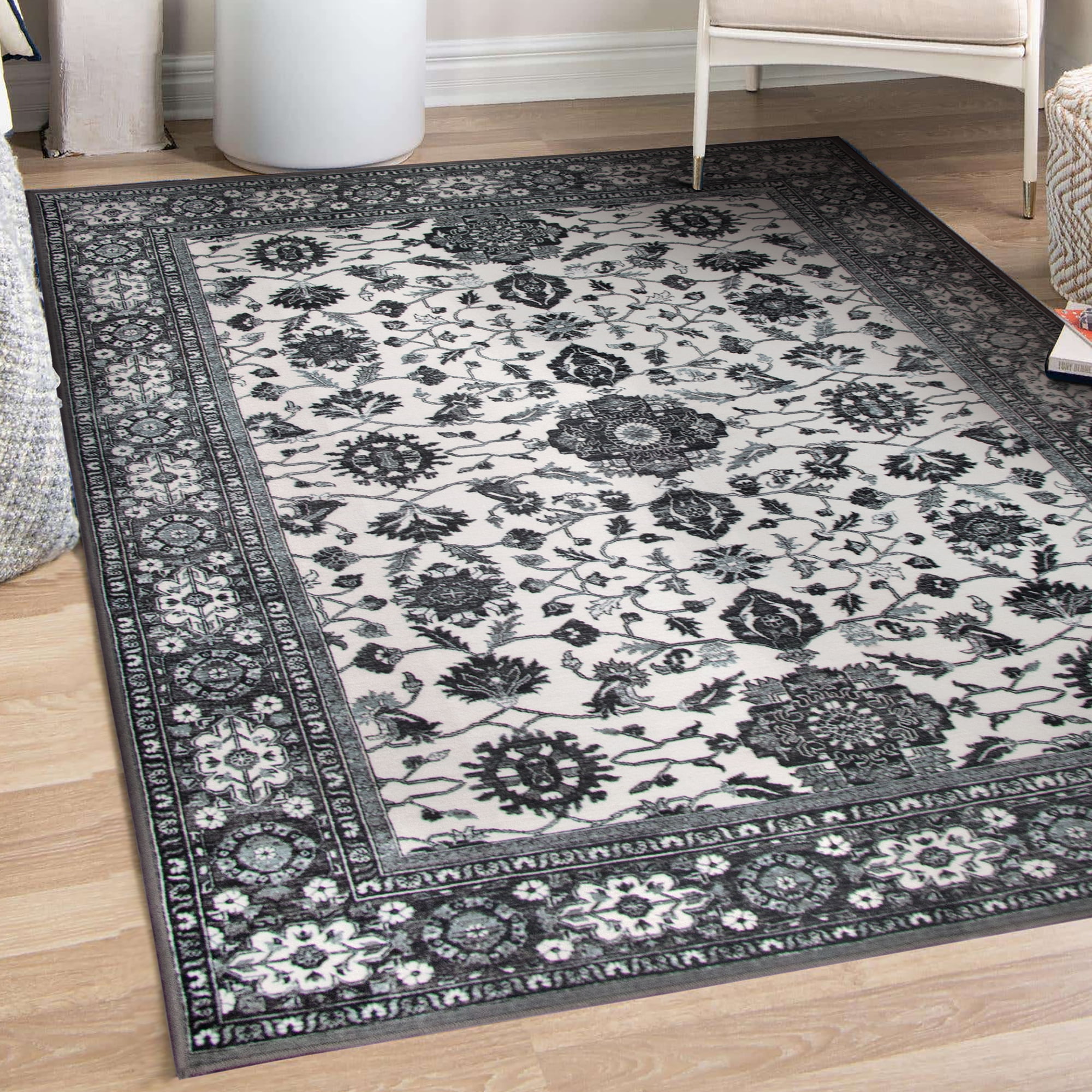 My Magic Carpet Machine Washable Ramage Grey 5x7 Area Rug - Non-Slip ...