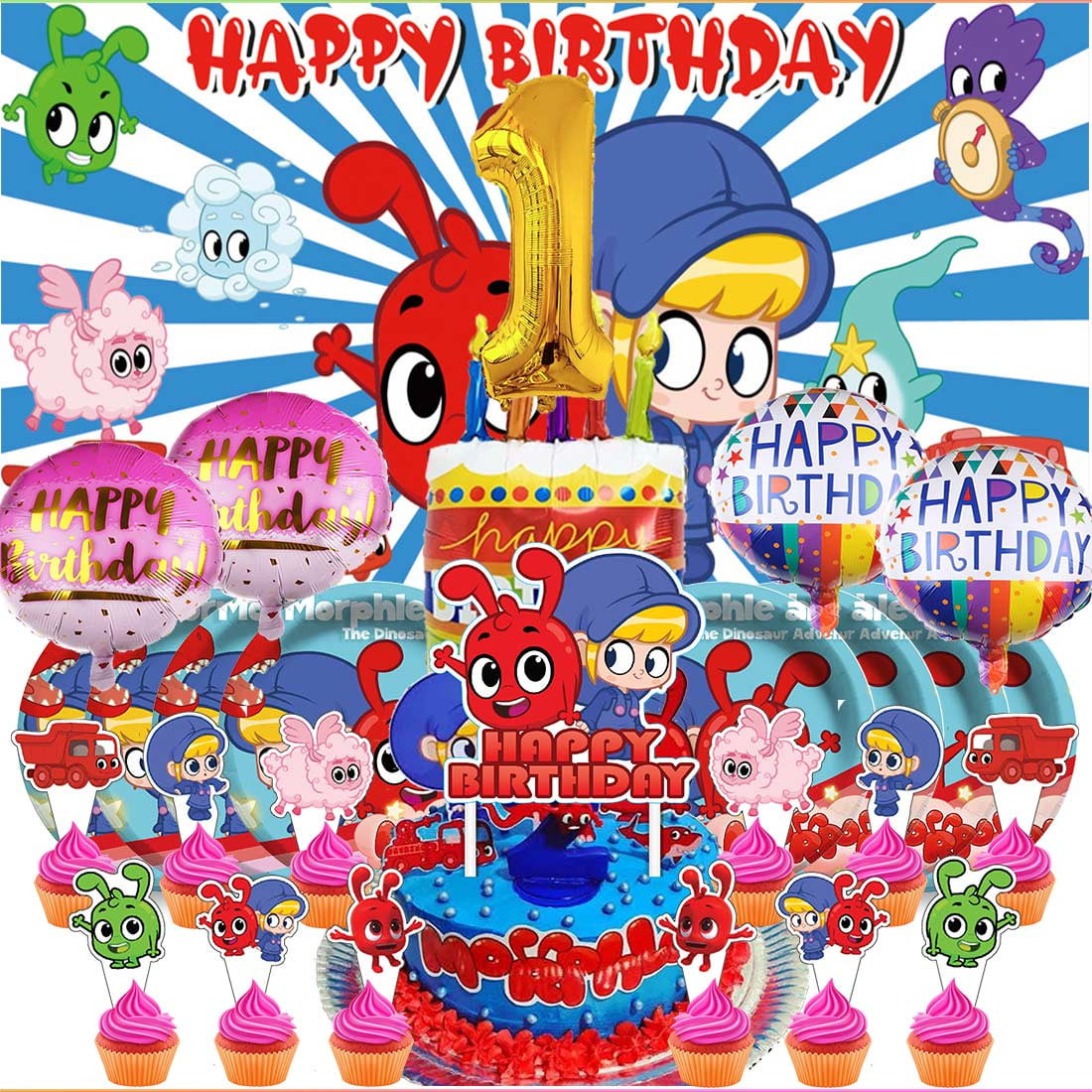 My Magic Pet Morphle 1st Tableware Balloons Cake Toppers Backdrop ...