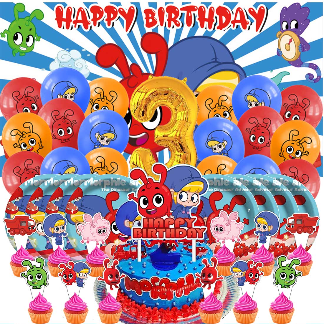 My Magic Pet Morphle Balloons Party Supplies 3rd Decor Tableware ...