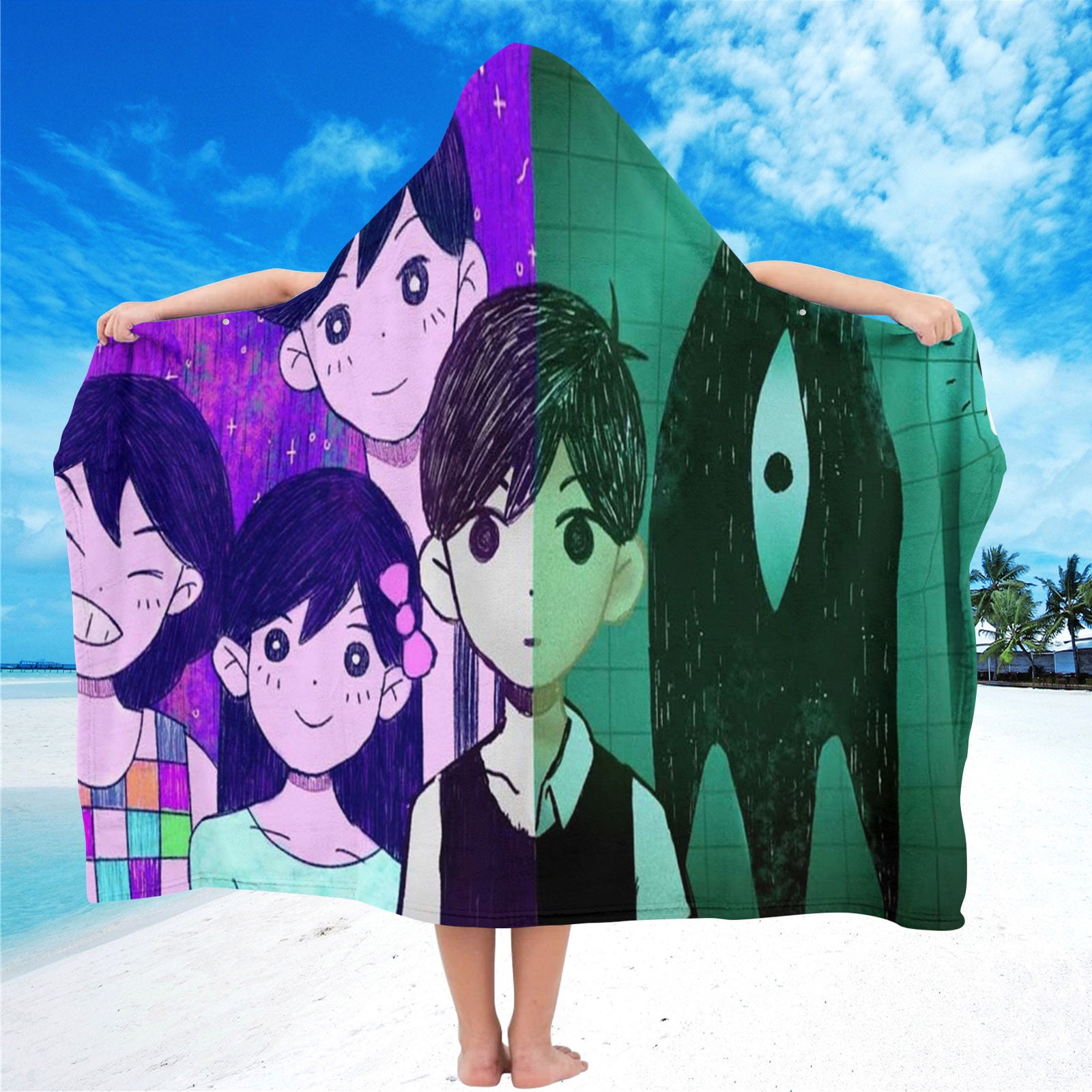 Omori Kids Beach Towels Hooded Toddler Microfiber Bath Wrap Hat ...