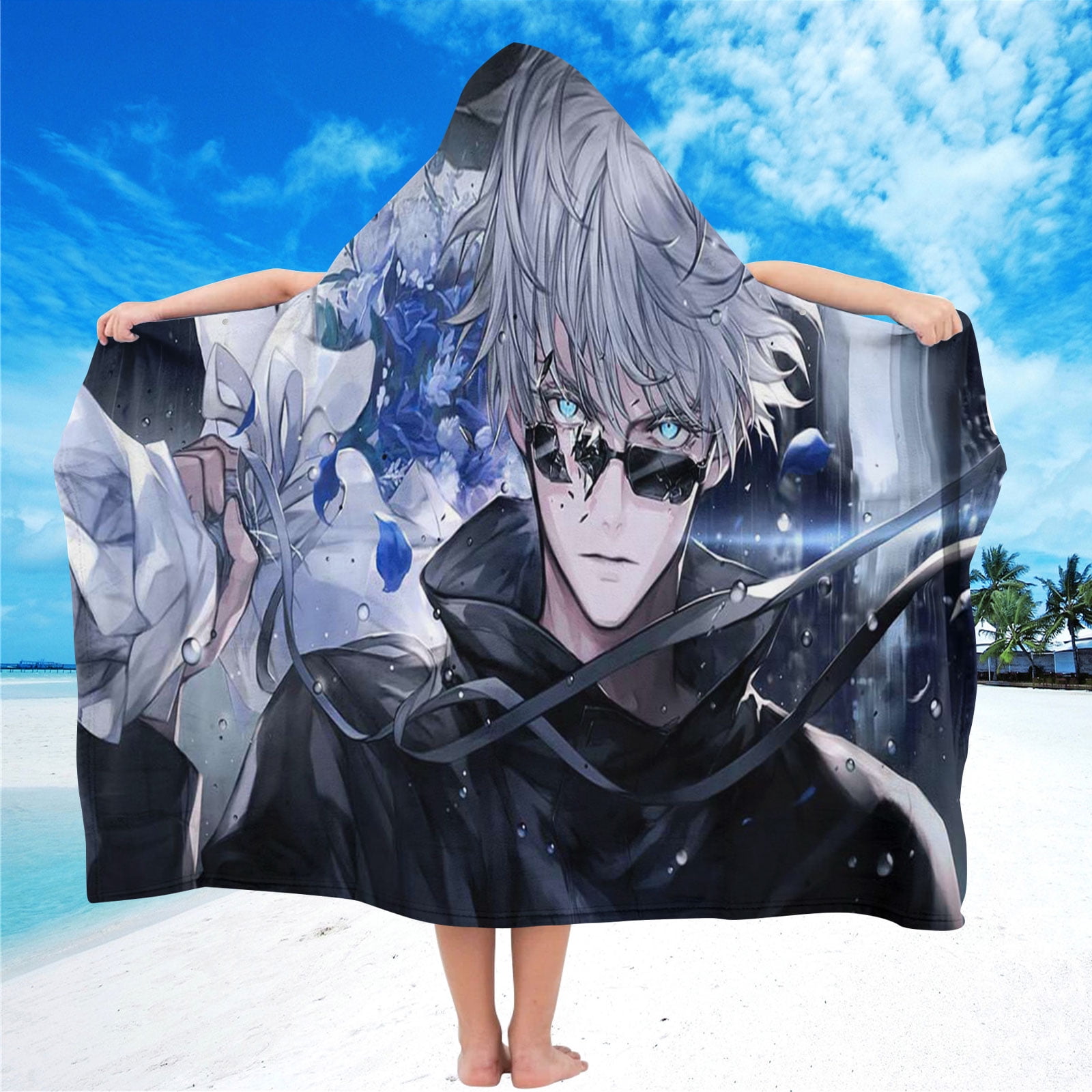 Satoru Gojo Hooded Kids Beach Towels Bath Hat Toddler Microfiber Swim ...