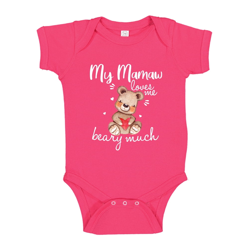 My Mamaw Loves Me Beary Much Baby Bodysuit One Piece NB Cyber Pink ...