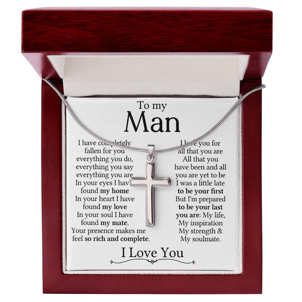 My Man, Fallen For You - Cross Necklace - Artisan Cross Necklace - Gift ...