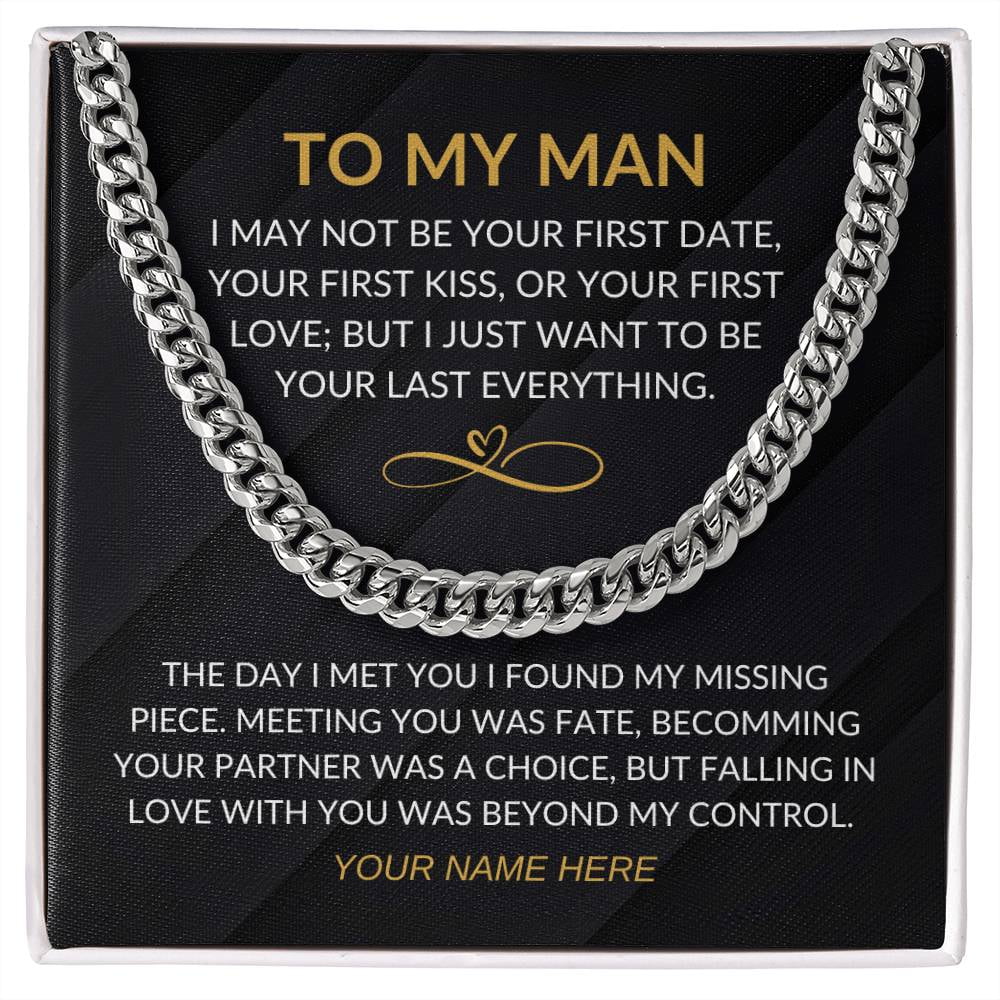 My Man - Infinity Heart - Cuban Chain Necklace with Custom Signature ...