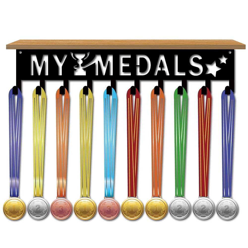 My Medals Trophy Display Shelf Medal Hanger Display Shelf with Density ...