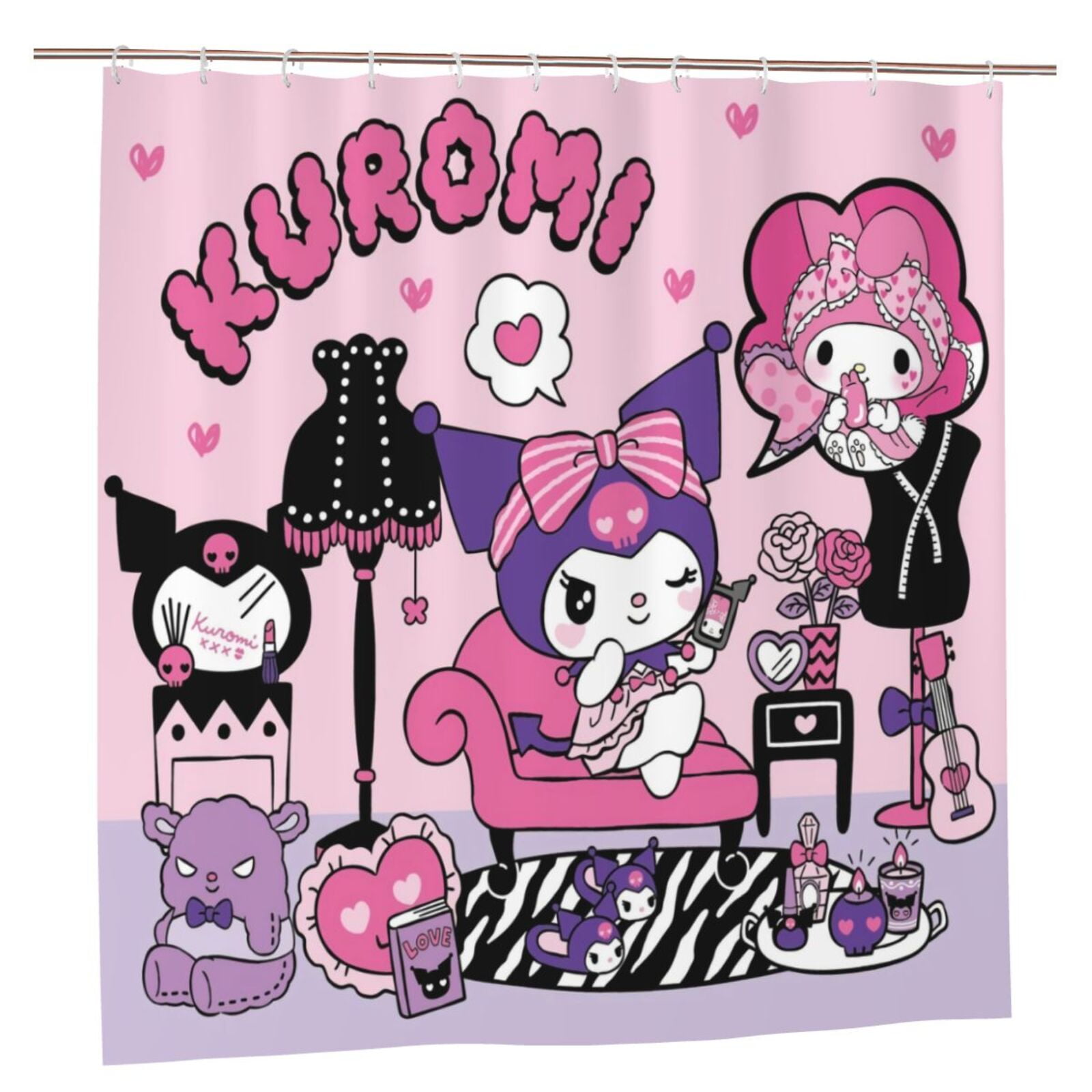 My Melody And Kuromi Bathroom Shower Curtain,Bath Curtains Durable ...