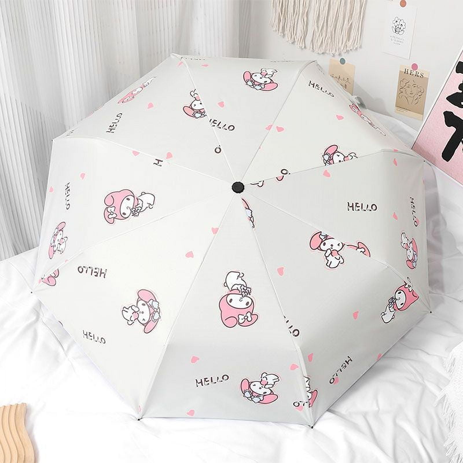 My Melody Anime Kawaii Sanrio Automatic Umbrella Cute Cartoon Folding ...