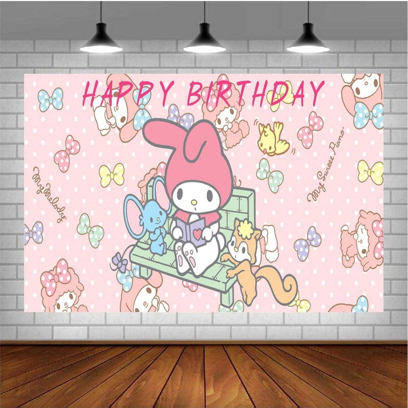 My Melody Banner Poster Wall Decor Birthday Backdrop Background Party ...