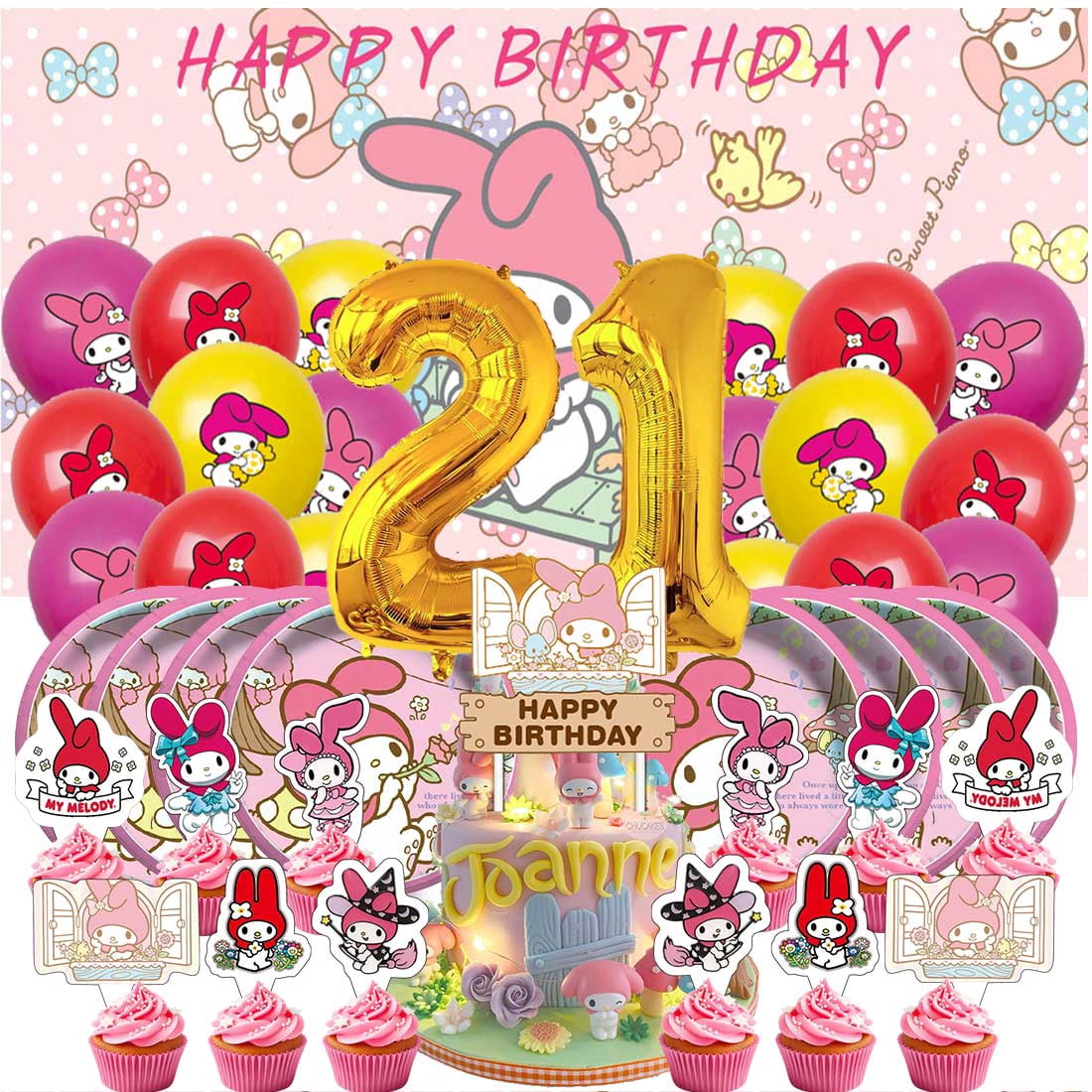 My Melody Balloons Party Supplies 21th Decor Tableware Birthday Cake ...