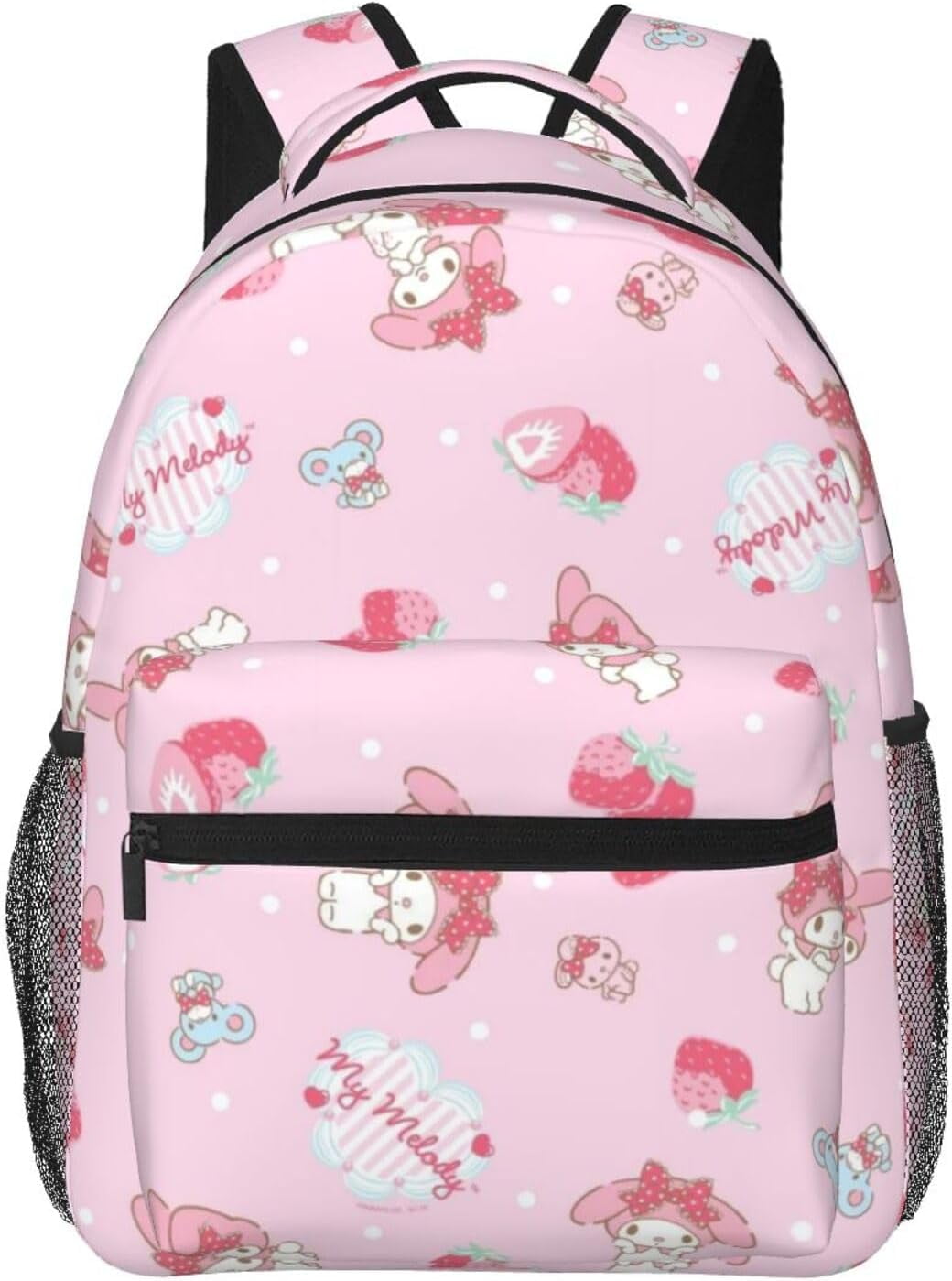 My Melody Bunny Backpack Pink Kawaii Rabbit And Strawberry Printed ...