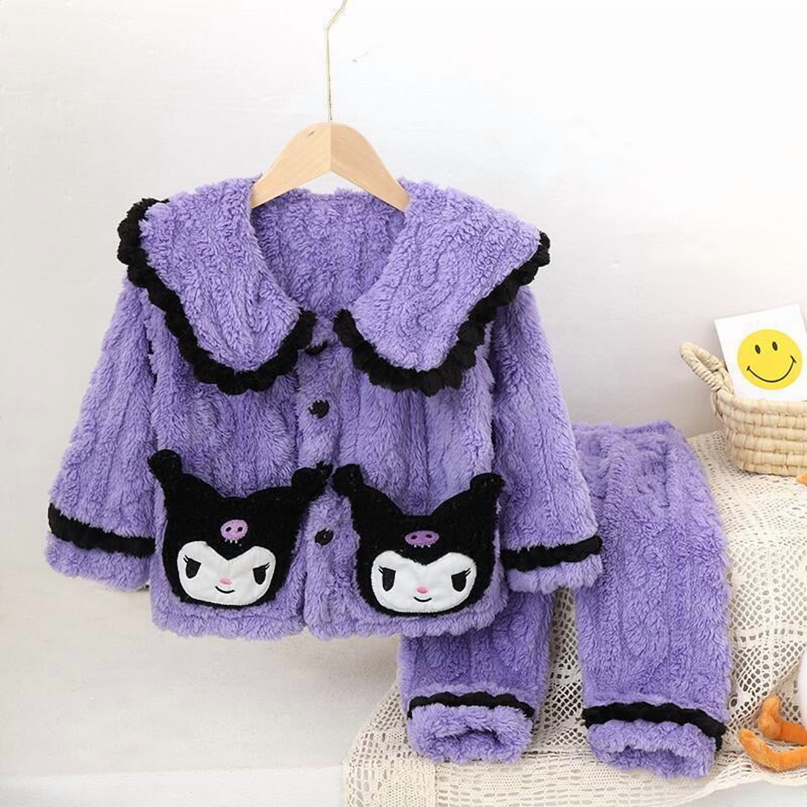 My Melody Cartoon Girls Flannel Winter Pajamas Cute Kuromi Sanrio ...