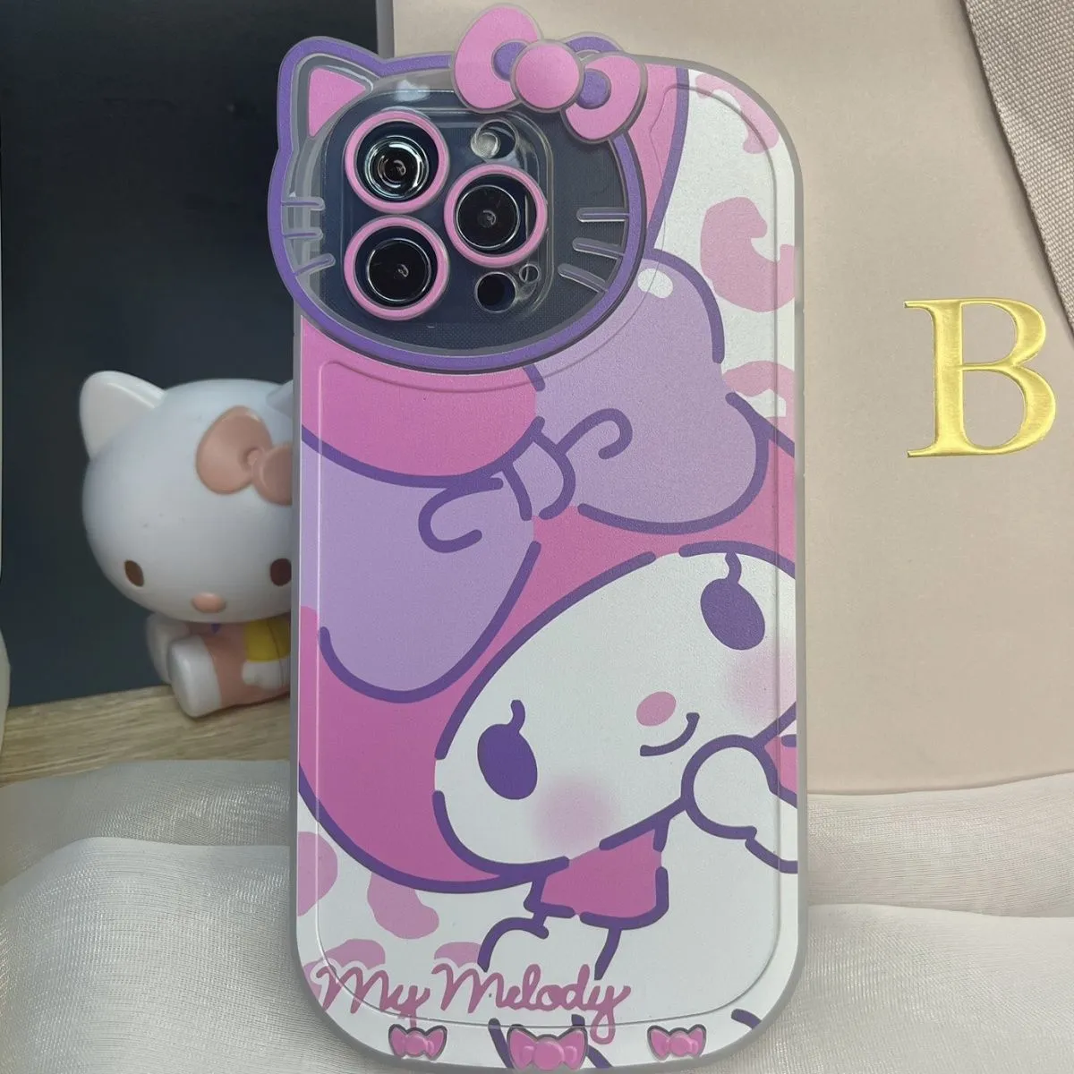 My Melody Cute Cartoon Couple Cat ears Phone Case For iPhone 16 15 14 ...