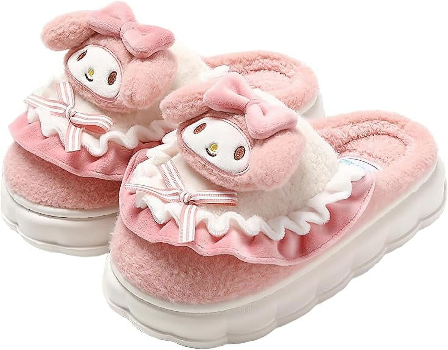 My Melody Fuzzy Slipper Women Girls Plush Slippers Cute Fluffy House ...