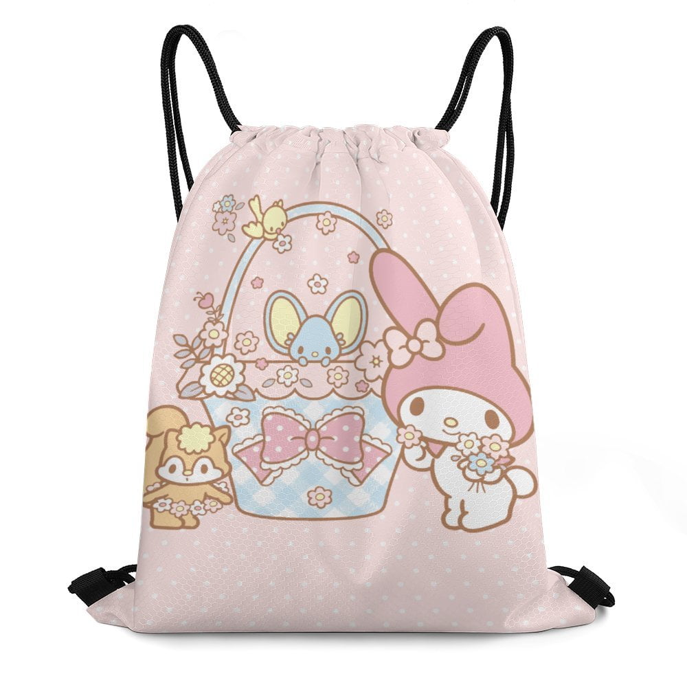 My Melody Gym Bag Simple Casual Drawstring Backpack Outdoor Portable ...