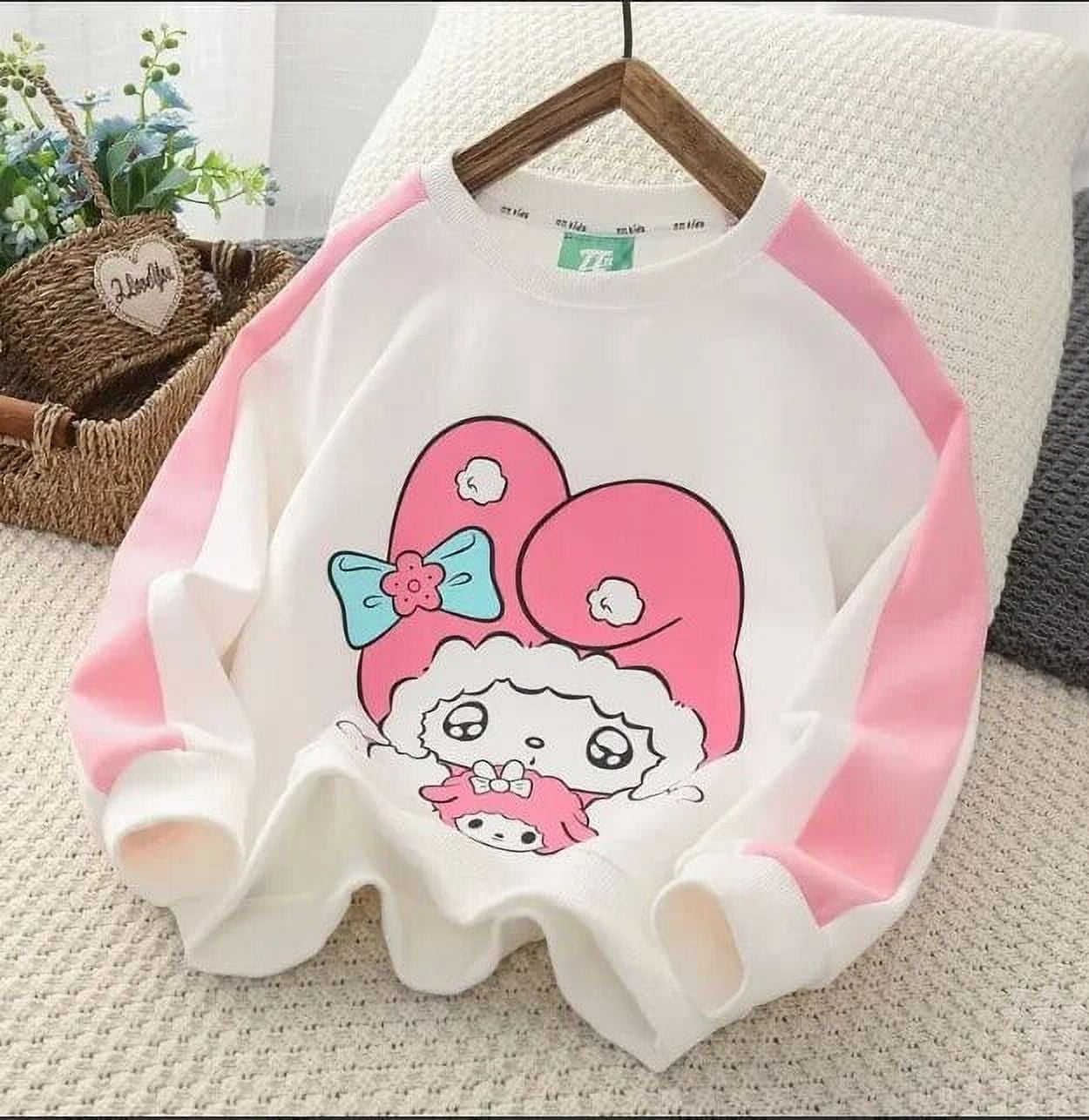 My Melody Kawaii Anime Sanrio Girly Heart Hoodie New Long Sleeve Pure ...