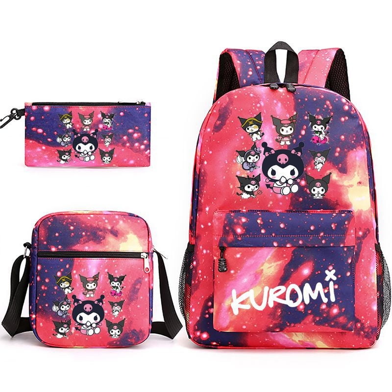 My Melody Kuromi Anime Backpacks Sets, Cartoon Laptop Backpack with ...
