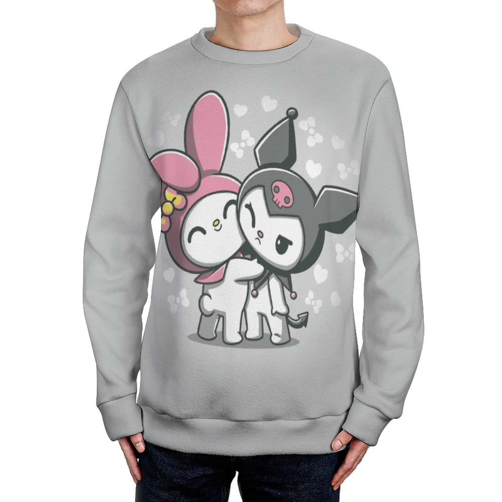 My Melody Kuromi Cute Round Neck Sweater Pullover Unisex Turtleneck Fashion 3D Printed Soft ...
