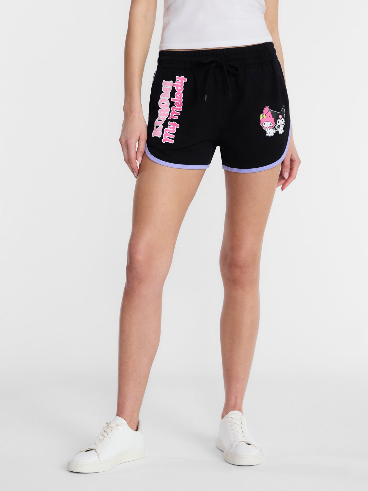 My Melody and Kuromi Women's Graphic Fleece Dolphin Shorts, Sizes XXS ...