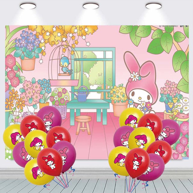 My Melody Party Decorations Backdrop Banner Balloons Taspestry Wall ...