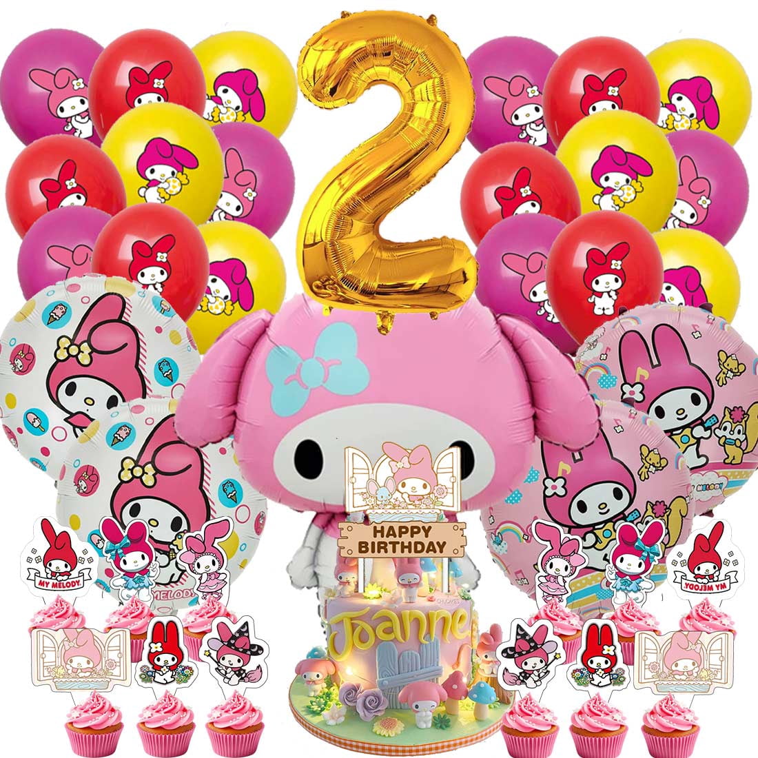 My Melody Party Supplies 2nd Decor Kit Balloons Birthday Cake Topper ...