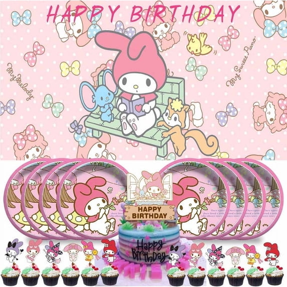 My Melody Party Supplies Birthday Decorations Plates Banner Kids Cake ...