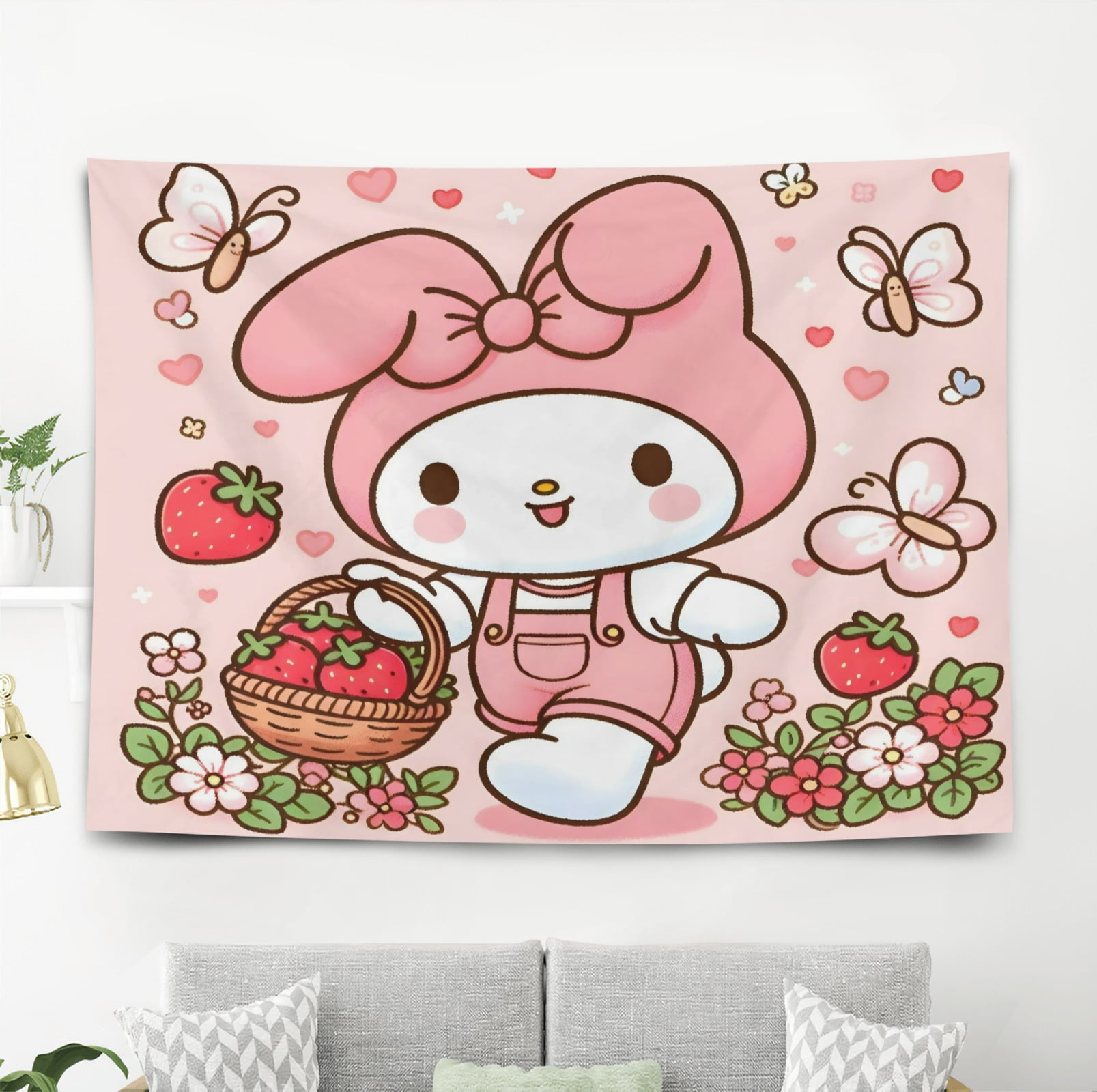 My Melody Pattern Wall Hanging 50*60 Inches High-Quality Peach Skin ...