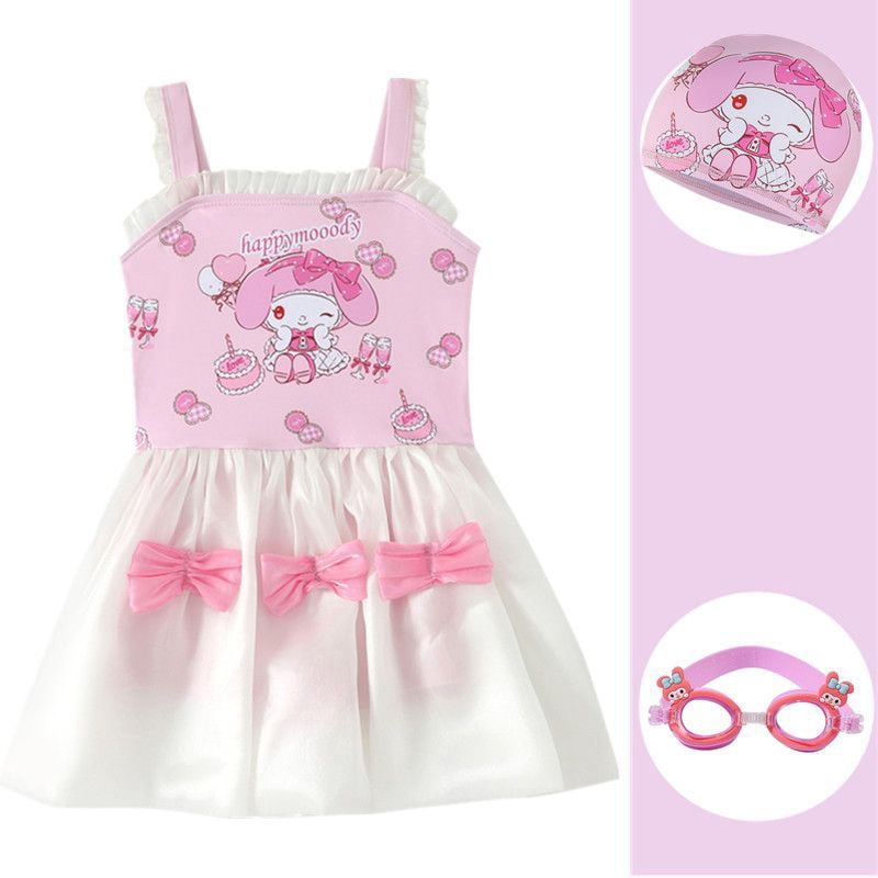 My Melody Swimsuit Kuromi Cinnamoroll Cartoon Sunscreen Swimwear ...