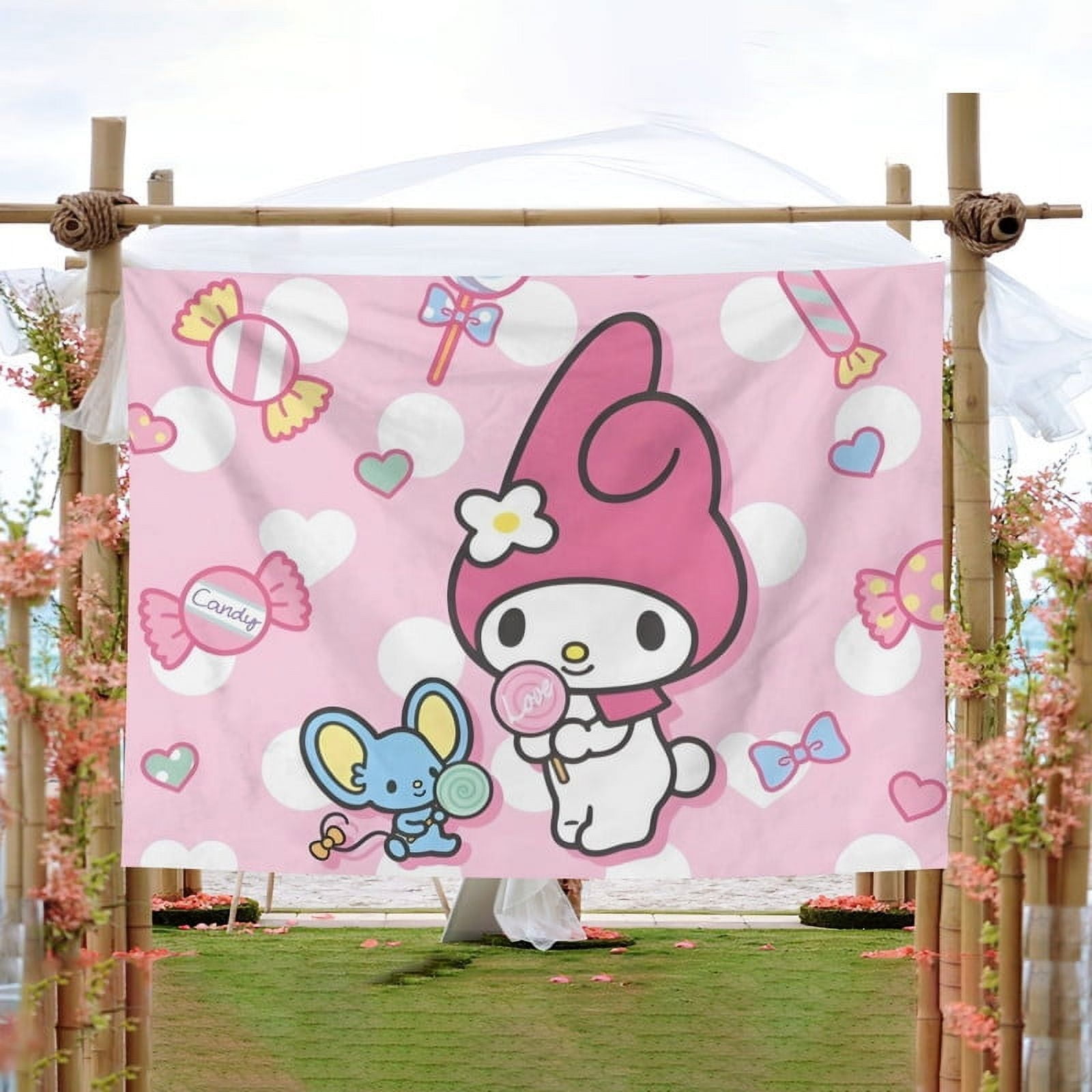 My Melody pattern wall hanging 50*60 inches high-quality peach skin ...