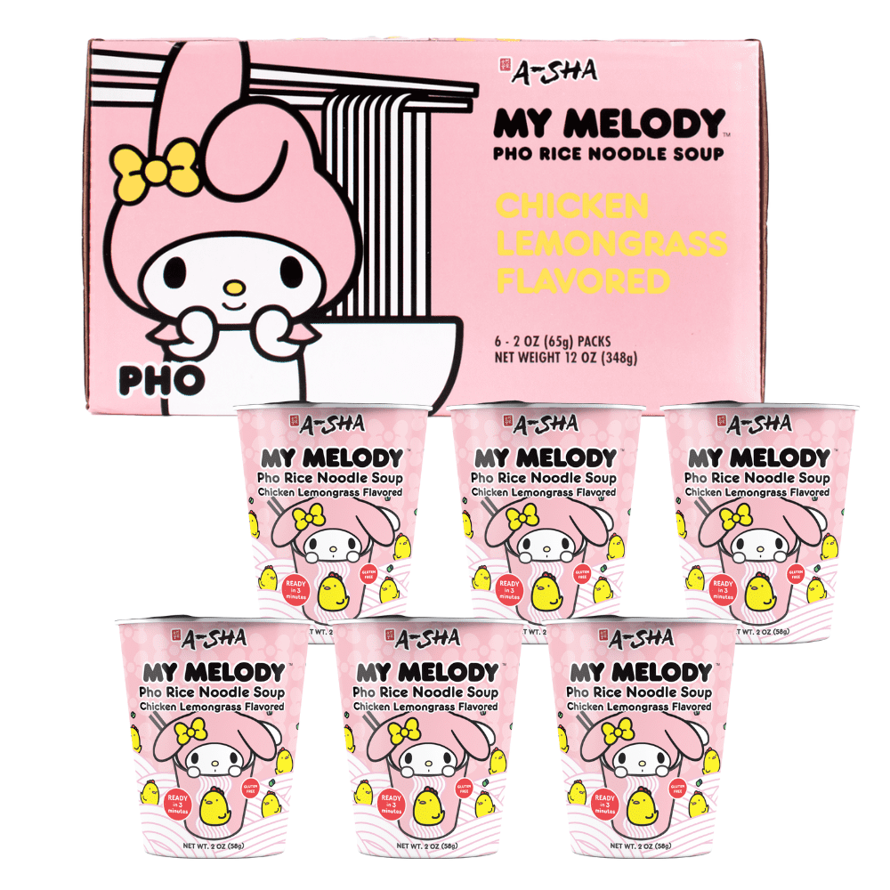A-SHA My Melody Pho Cup Rice Noodle (6 Cups), Chicken Lemongrass Flavor ...