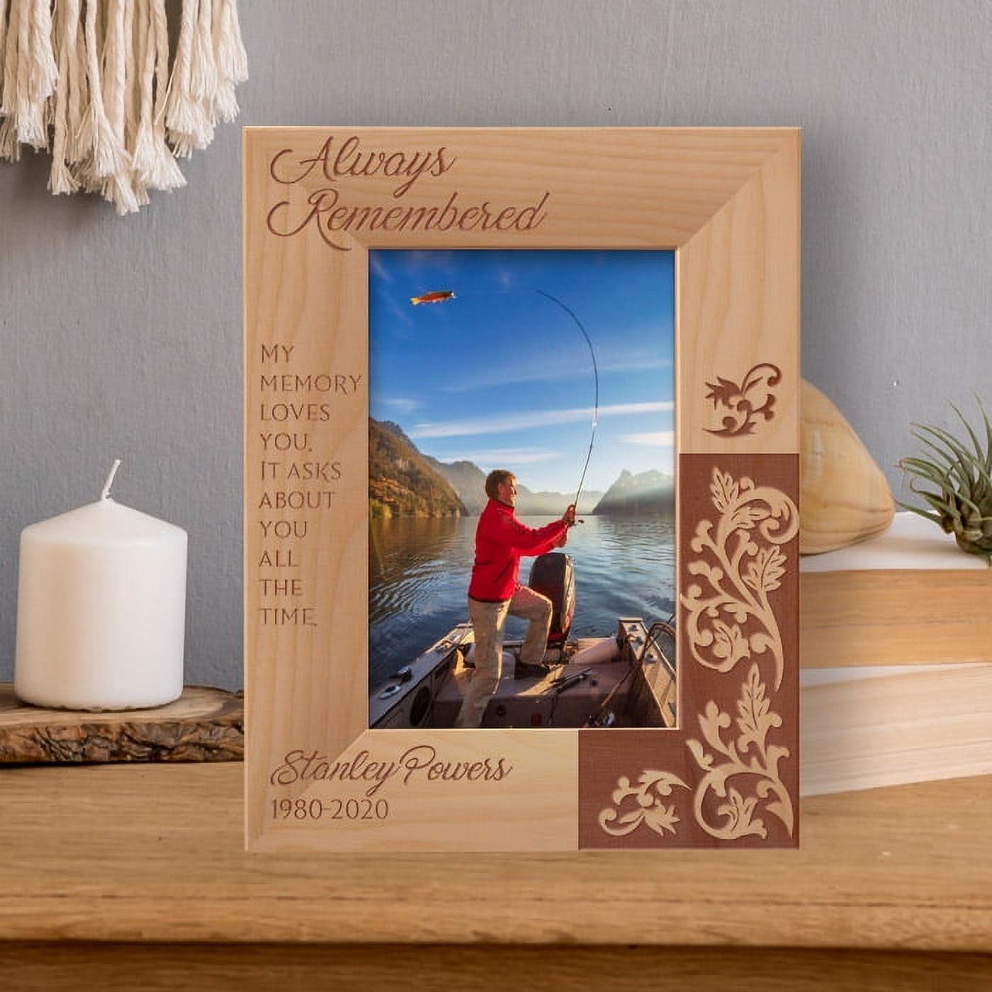 My Memory Loves You Personalized Wooden Frame 4" x 6" Brown (Vertical ...