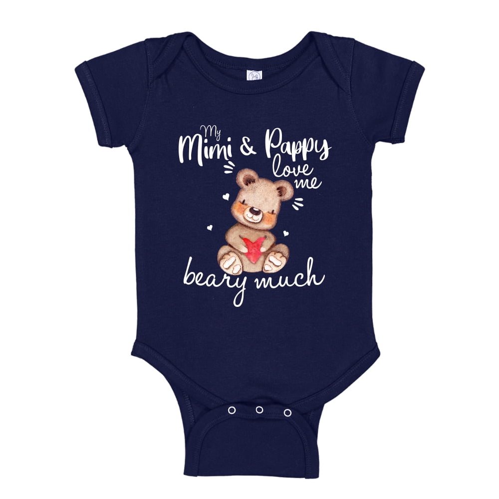 My Mimi and Pappy Love Me Beary Much Baby Bodysuit One Piece 6 mo Navy ...
