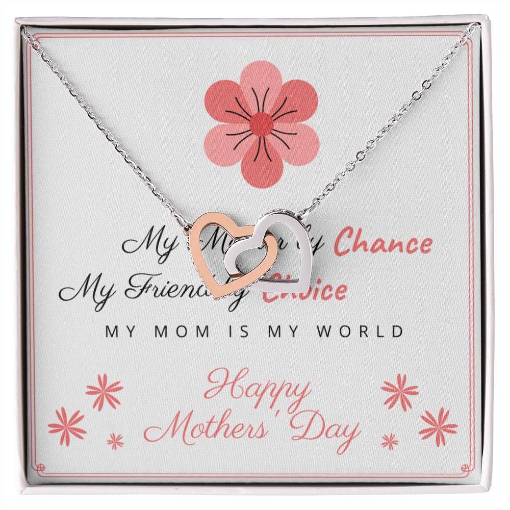 My Mom Is My World happy Mother's Day, Interlocking Hearts Necklace ...
